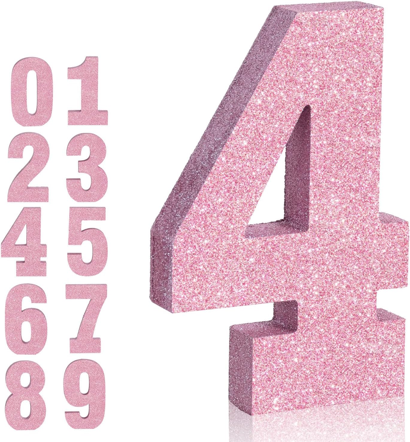 Amazon.com: TONIFUL 8 Inch Pink Glitter Number 4 Table Centerpiece 0-9 ...