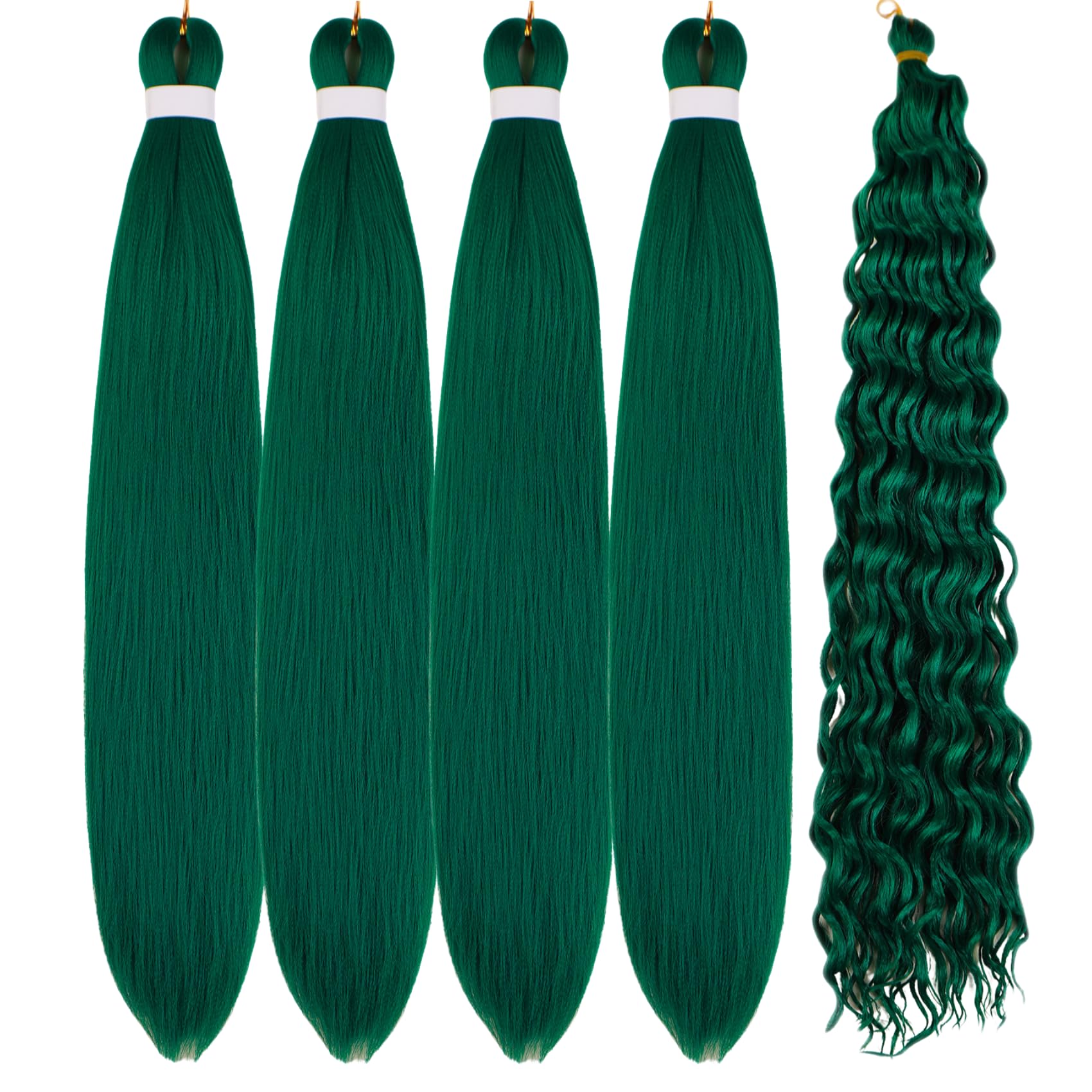Amazon.com : Turquoise Green Braiding Hair Pre stretched Curly Deep ...