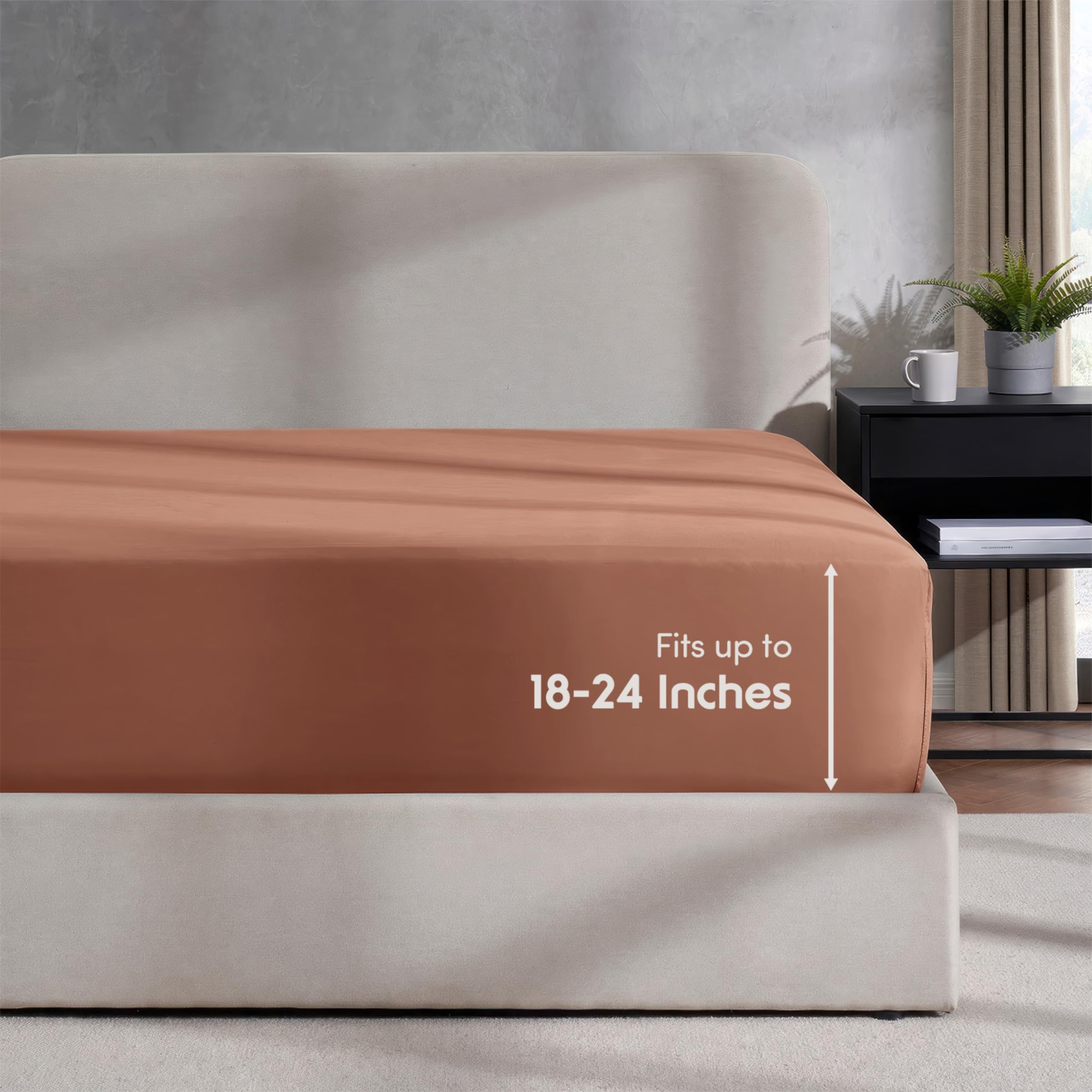 Amazon.com: Nestl Extra Deep Pocket King Fitted Sheet, Rust Fitted ...