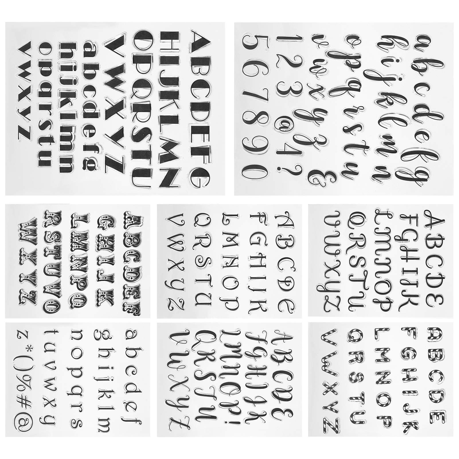 Amazon.com: Clear Stamps 8pcs, Fancy Letters Clear Stamps for Card ...