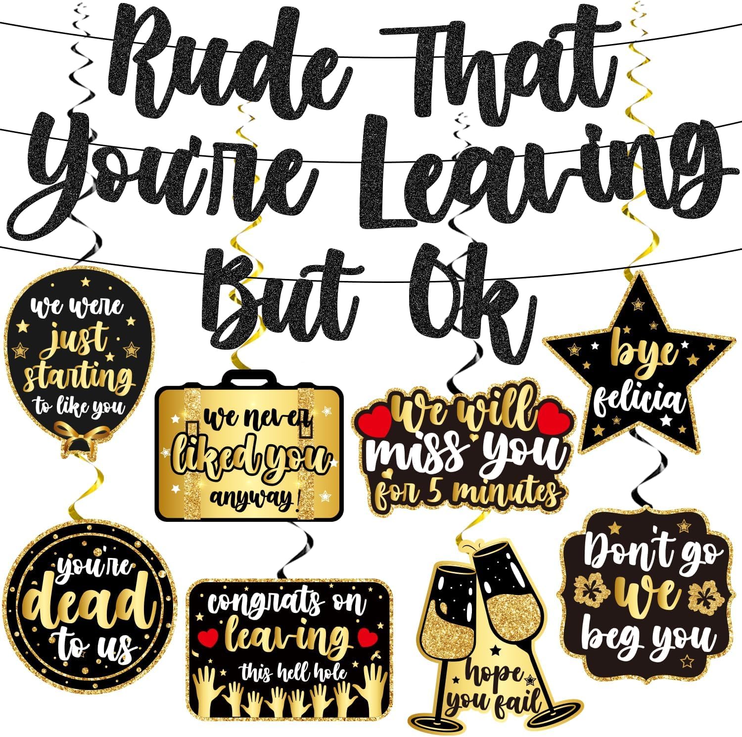 Amazon.com: Cocomigo Rude That You're Leaving but Ok Banner Hanging ...
