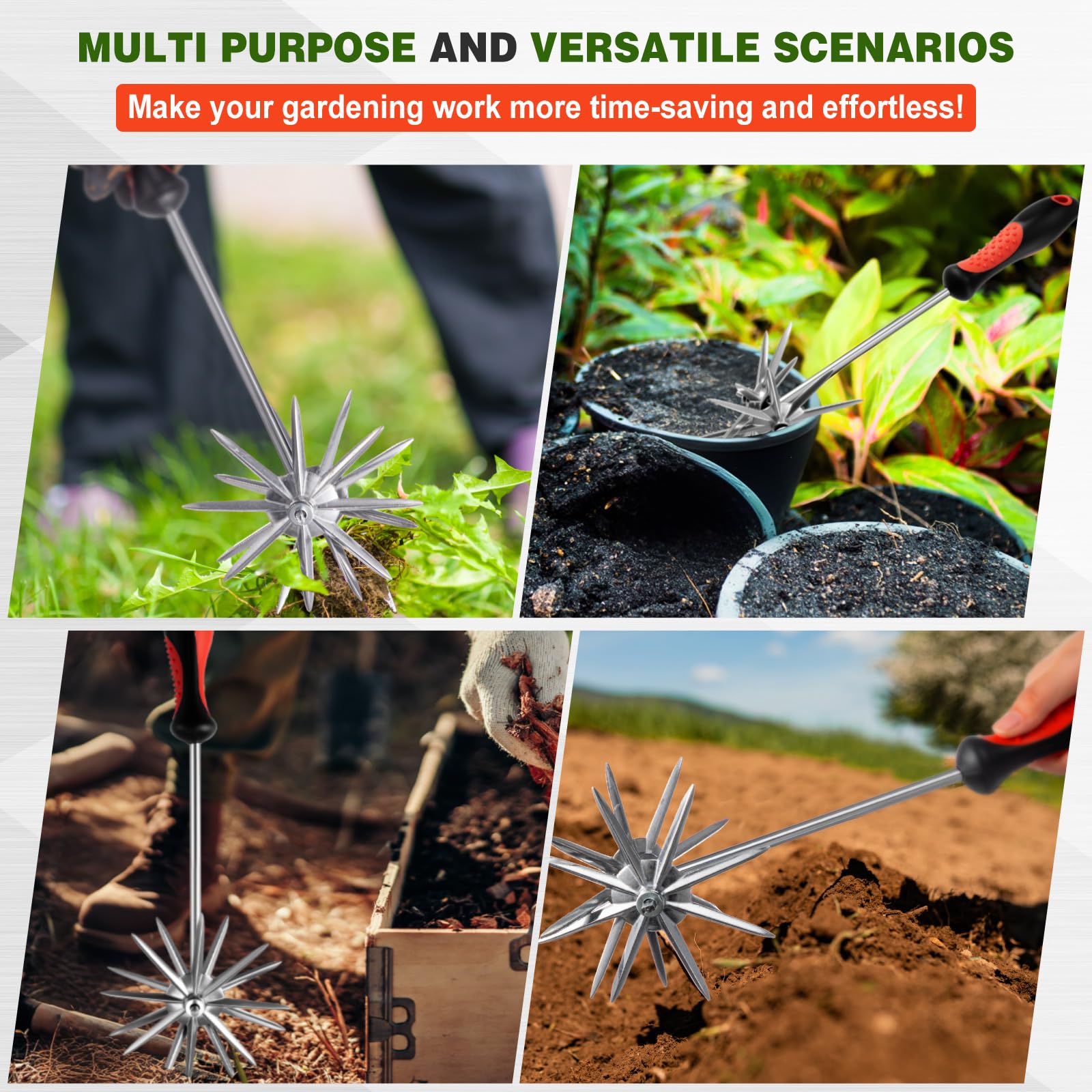 Snapklik.com : 2 Pack Hand Cultivator Tiller Garden Tool Manual Rotary ...