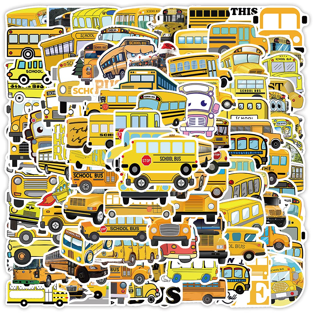 Buy School Bus Stickers - 100pcs Bus Stickers Vinyl Waterproof Stickers ...