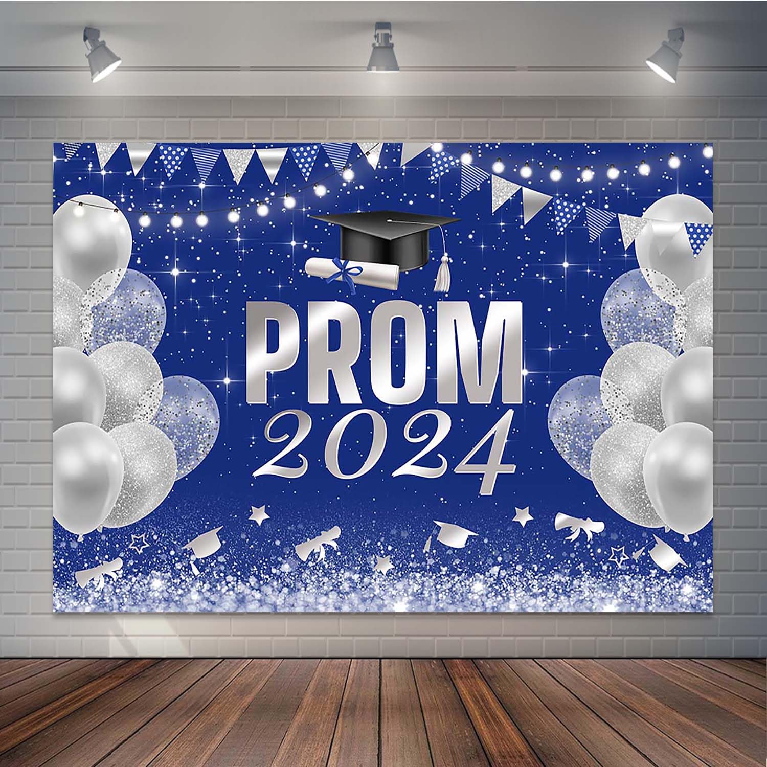 Amazon.com : Joliaco Prom 2024 Backdrop Blue and Silver Glitter ...