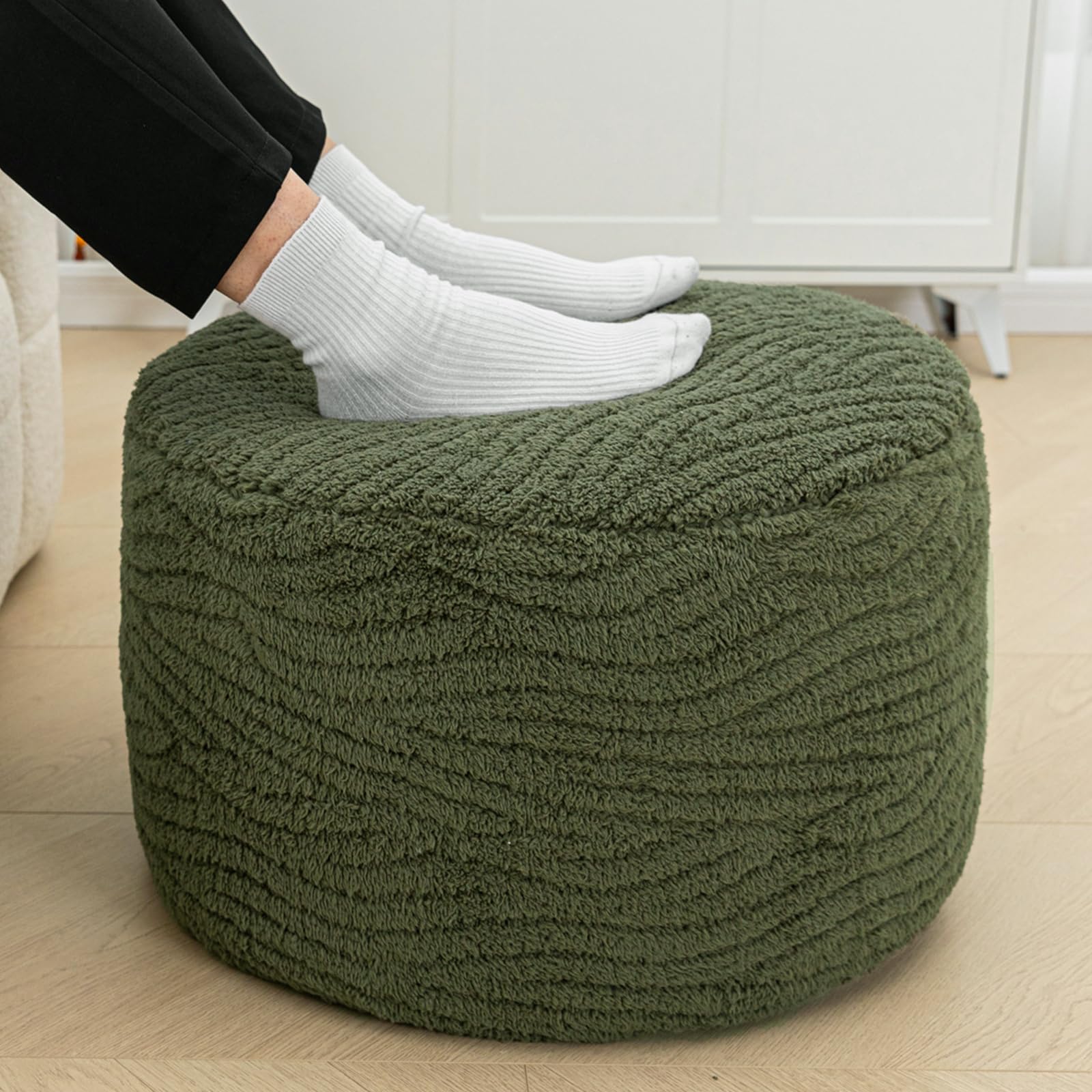 Amazon.com: Beawelkomjo Pouf Ottoman Stuffed 20x20x12 Inches Floor Pouf ...