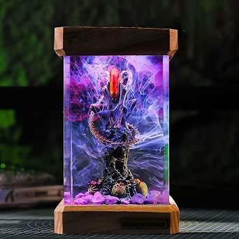 BREAKWOODEN Handcrafted Alien Creature Resin Wood Lamp, LED USB-Powered ...
