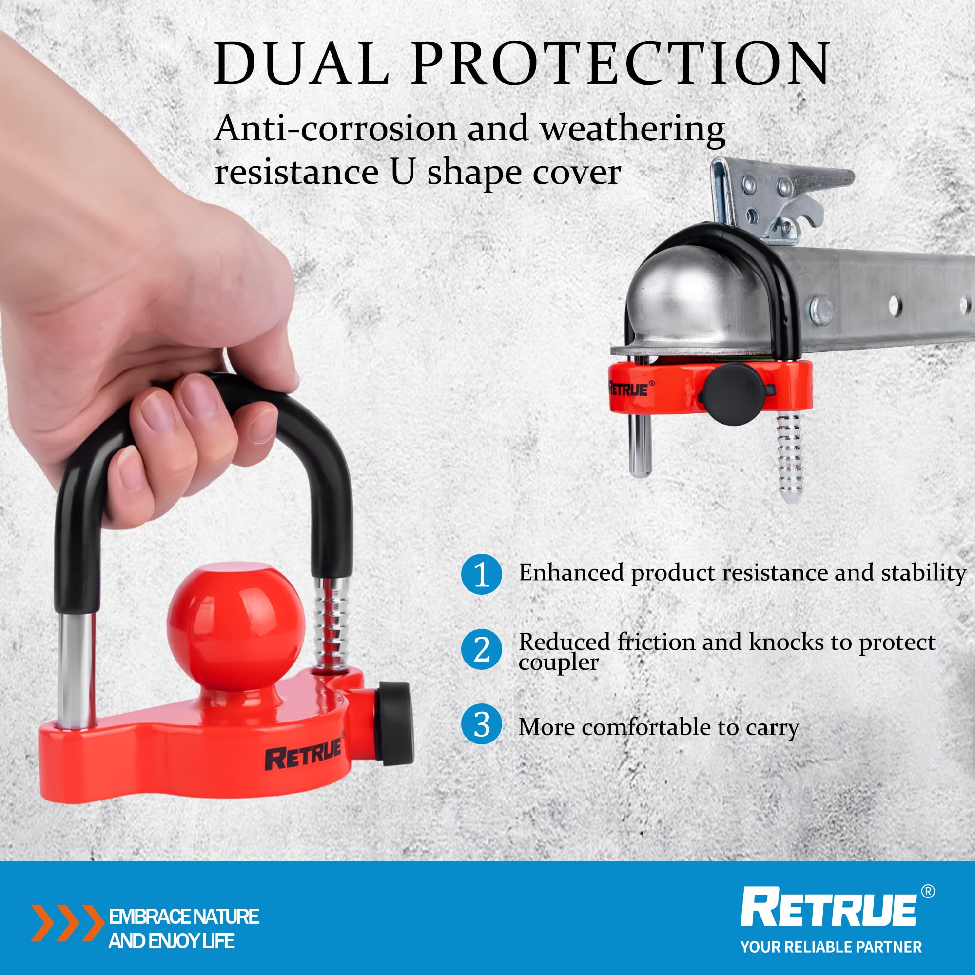 Snapklik.com : RETRUE Universal Trailer Ball Lock Hitch Coupler Locks ...