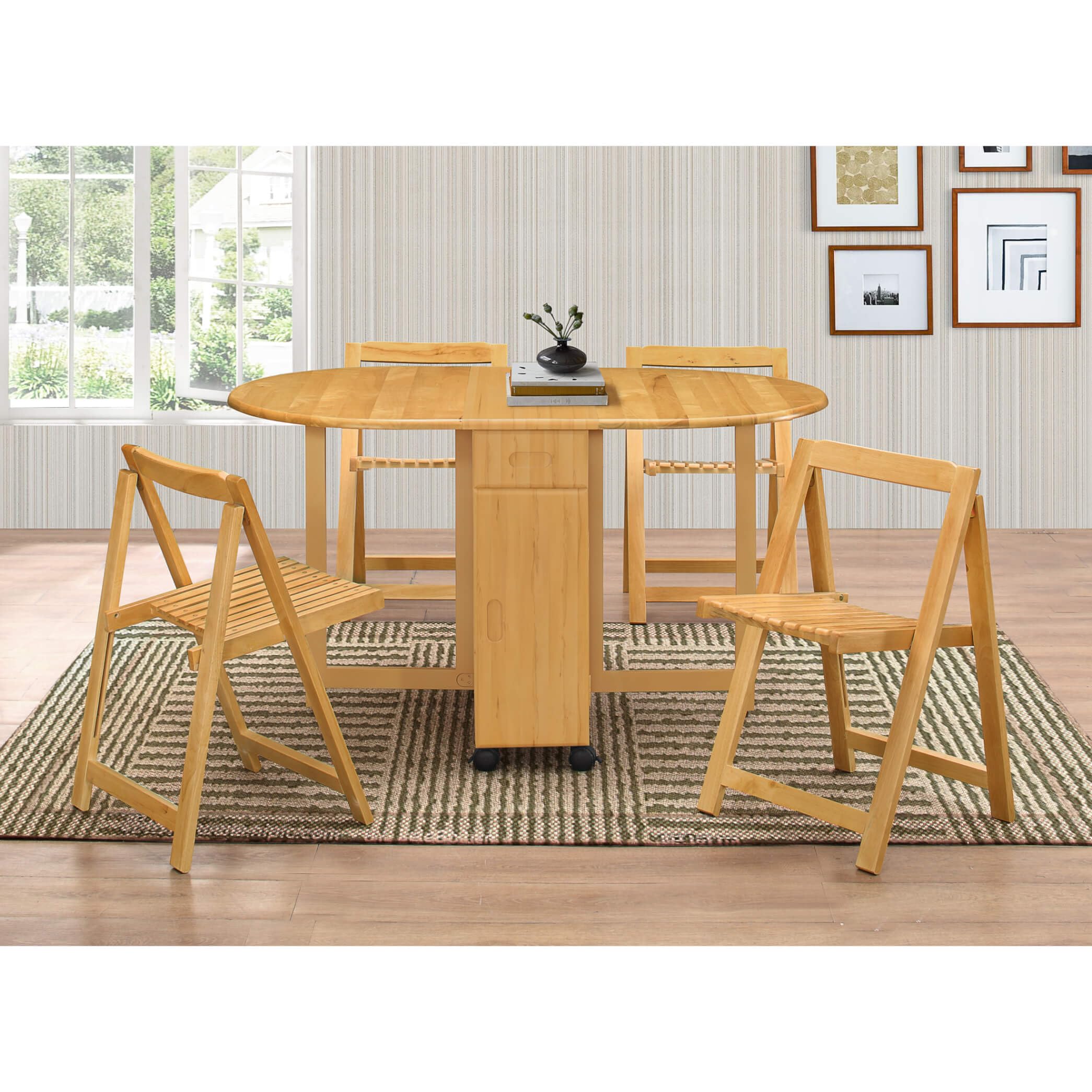 Kelsey Stores Solid Wood Butterfly Dining Set with 4 Chairs Natural ...