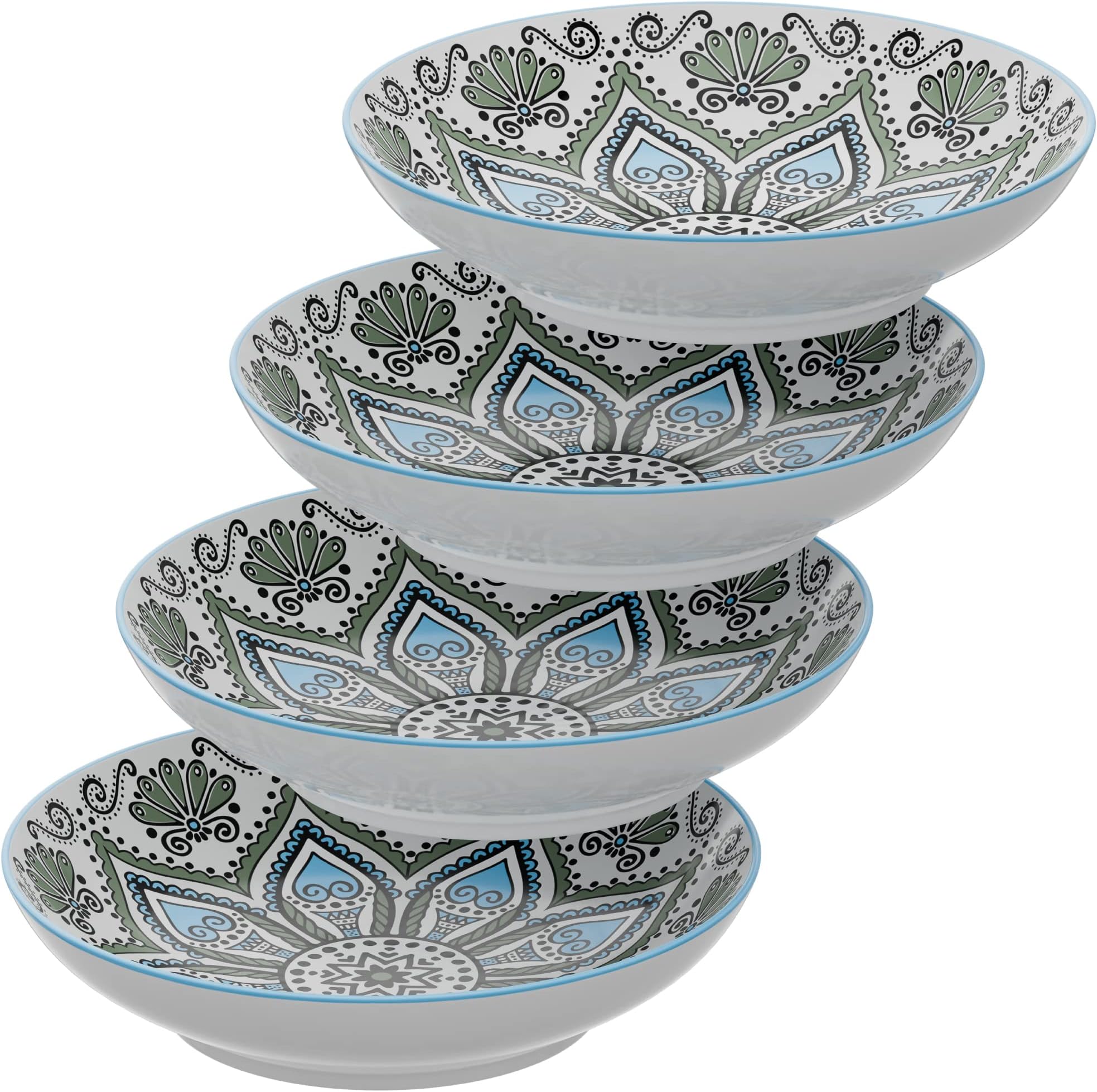 Amazon.com | Baalaka Pasta Bowls 9 Inch, Glass Salad Bowl with double ...