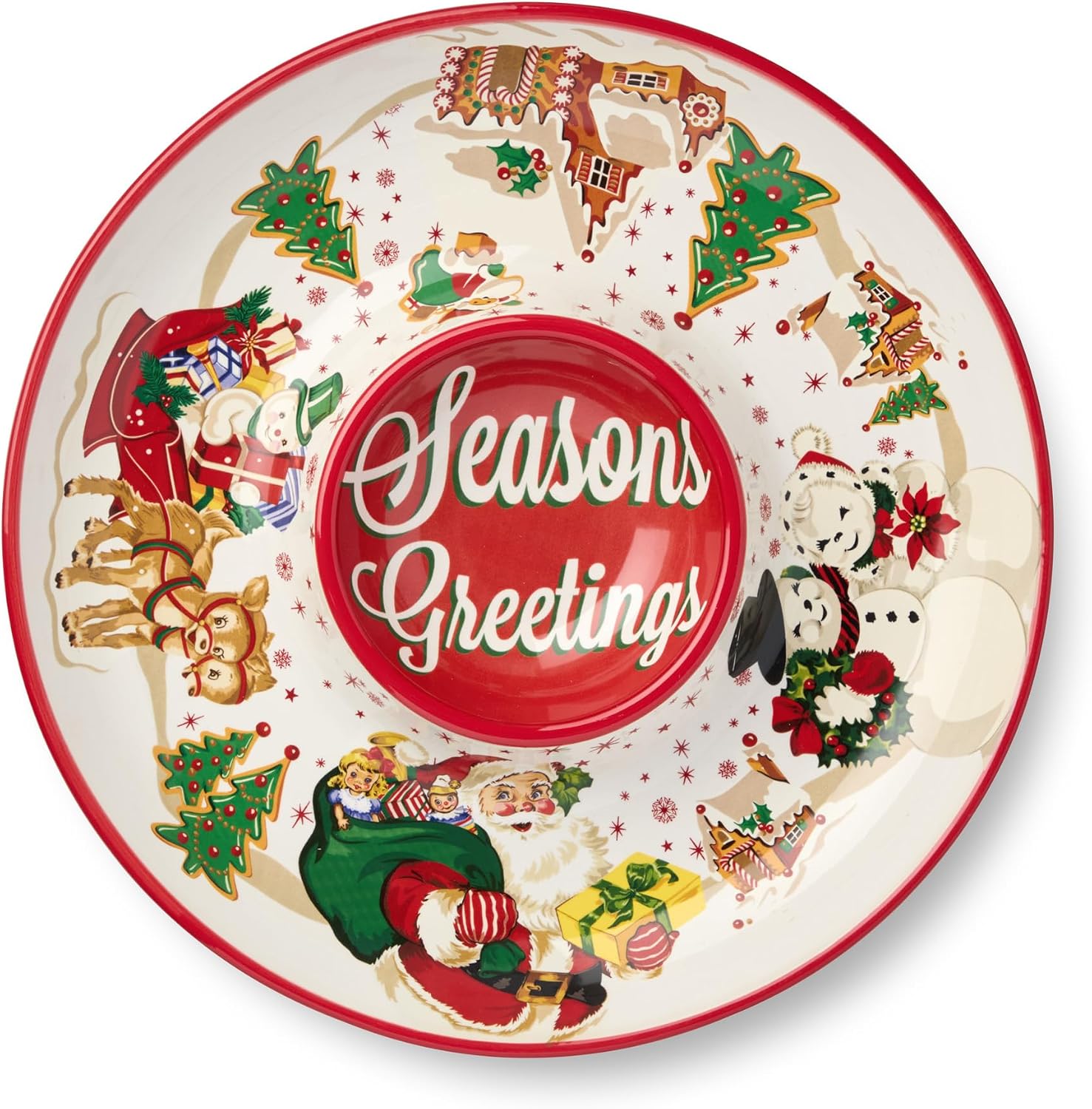 Amazon.com | Cerified International Santa’s Retro Christmas Chip and ...