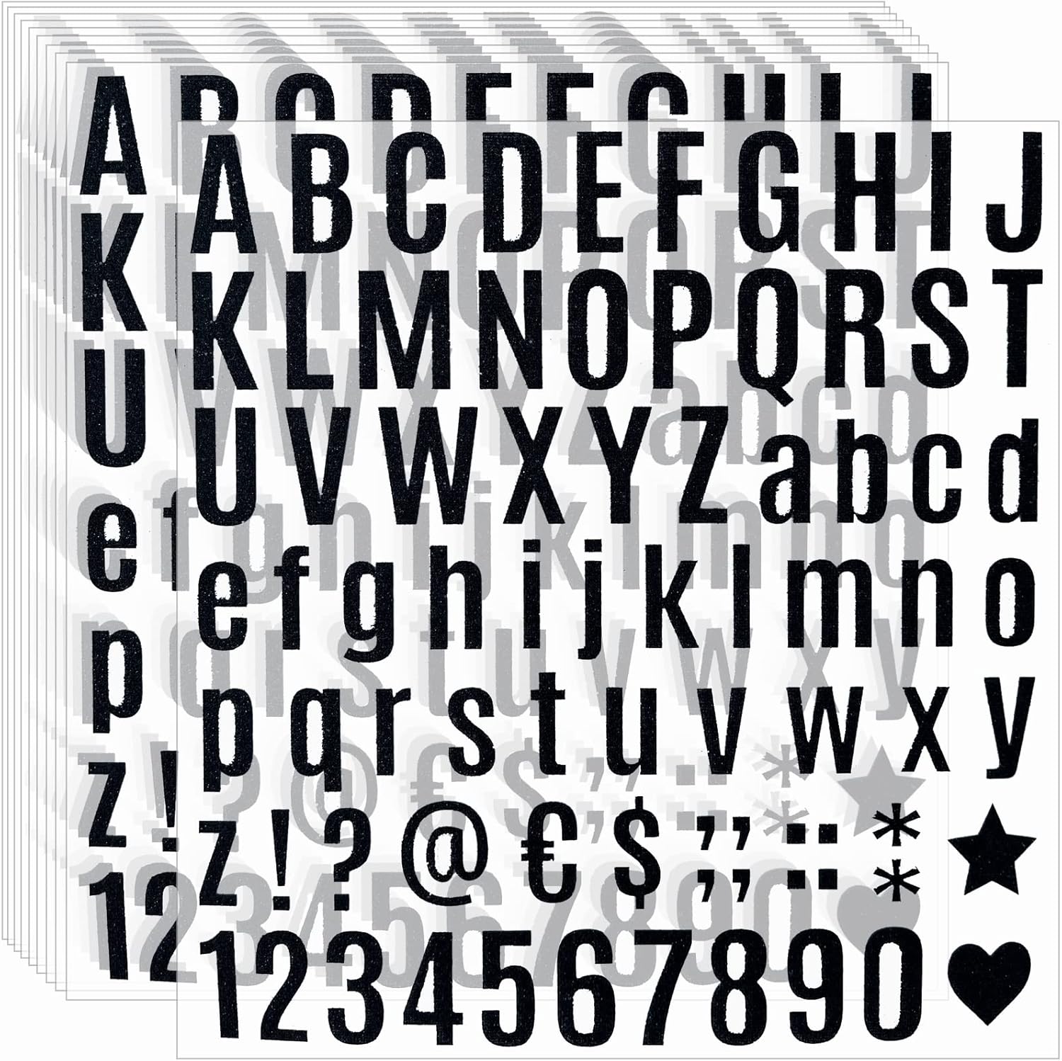 Amazon.com: Waynoda 790 Pieces 10 Sheets Black Letter Stickers,Alphabet ...