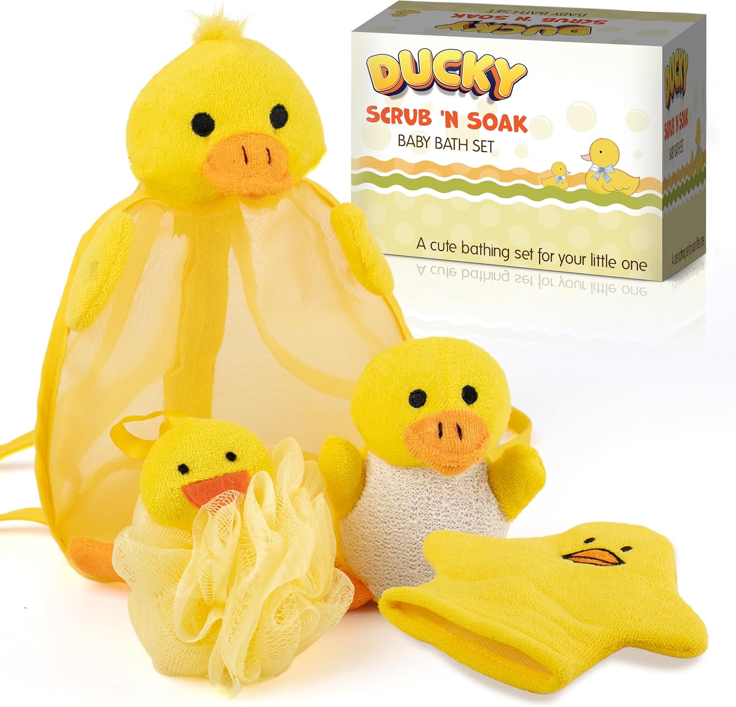 Amazon.com: Ducky Scrub 'N Soak Baby Loofah for Bathing Set for Kids ...