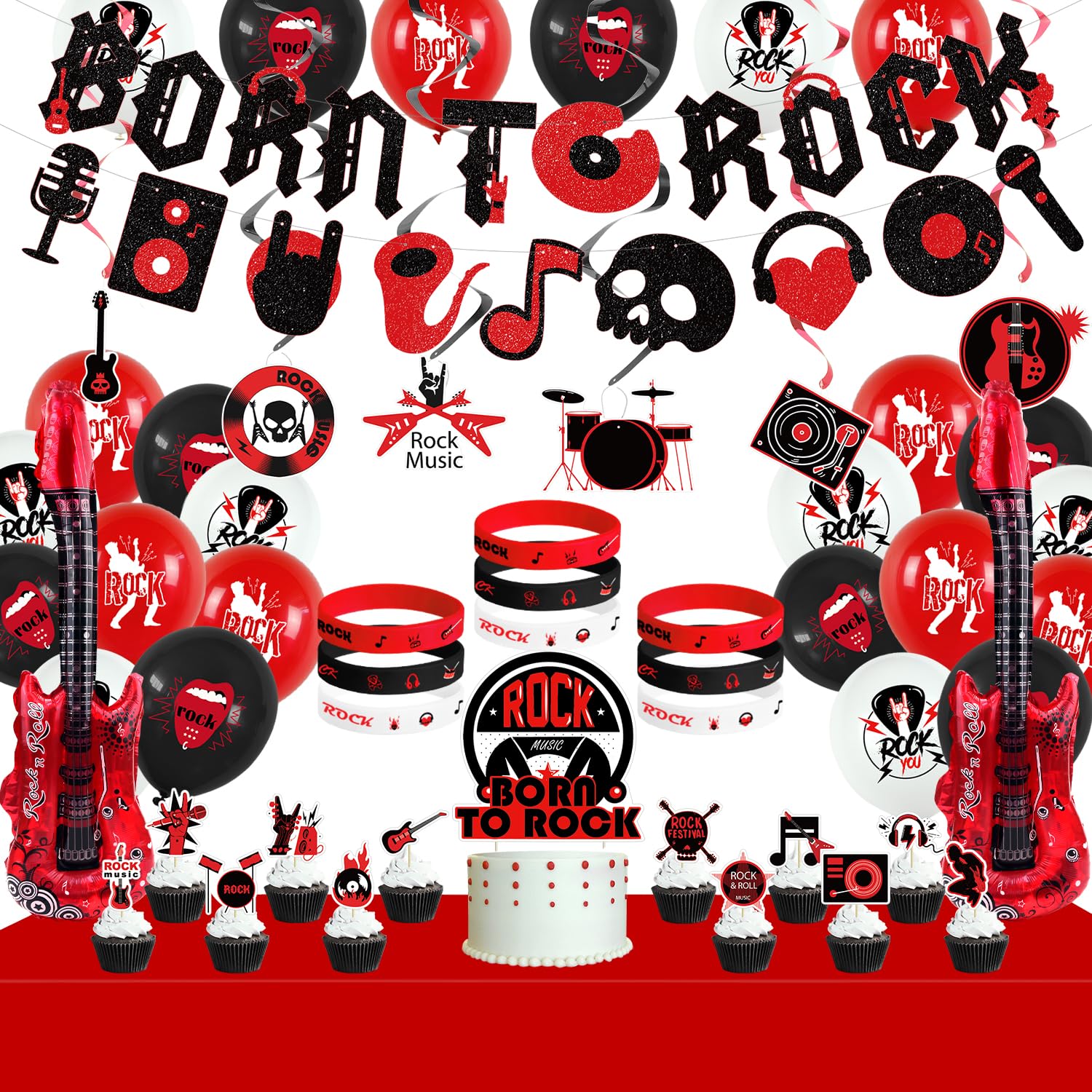 Ywediim Rock and Roll Party Decorations, Including Born to Rock Banner ...