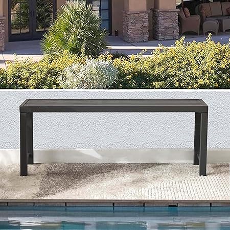 Amazon.com: Outdoor Metal Backless Bench, 46" Patio Garden Bench for ...