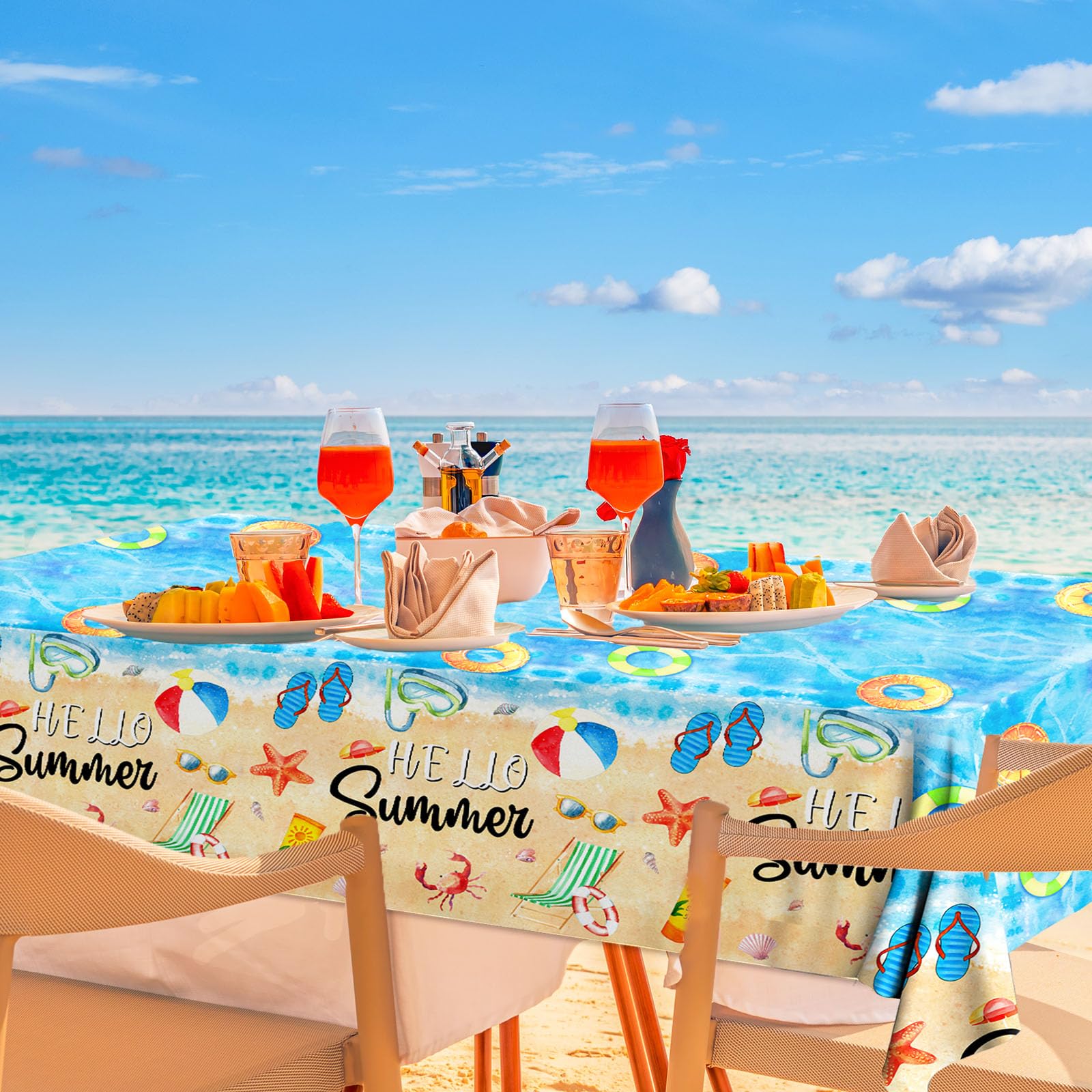Snapklik.com : Hello Summer Tablecloths Hawaiian Beach Party Table ...