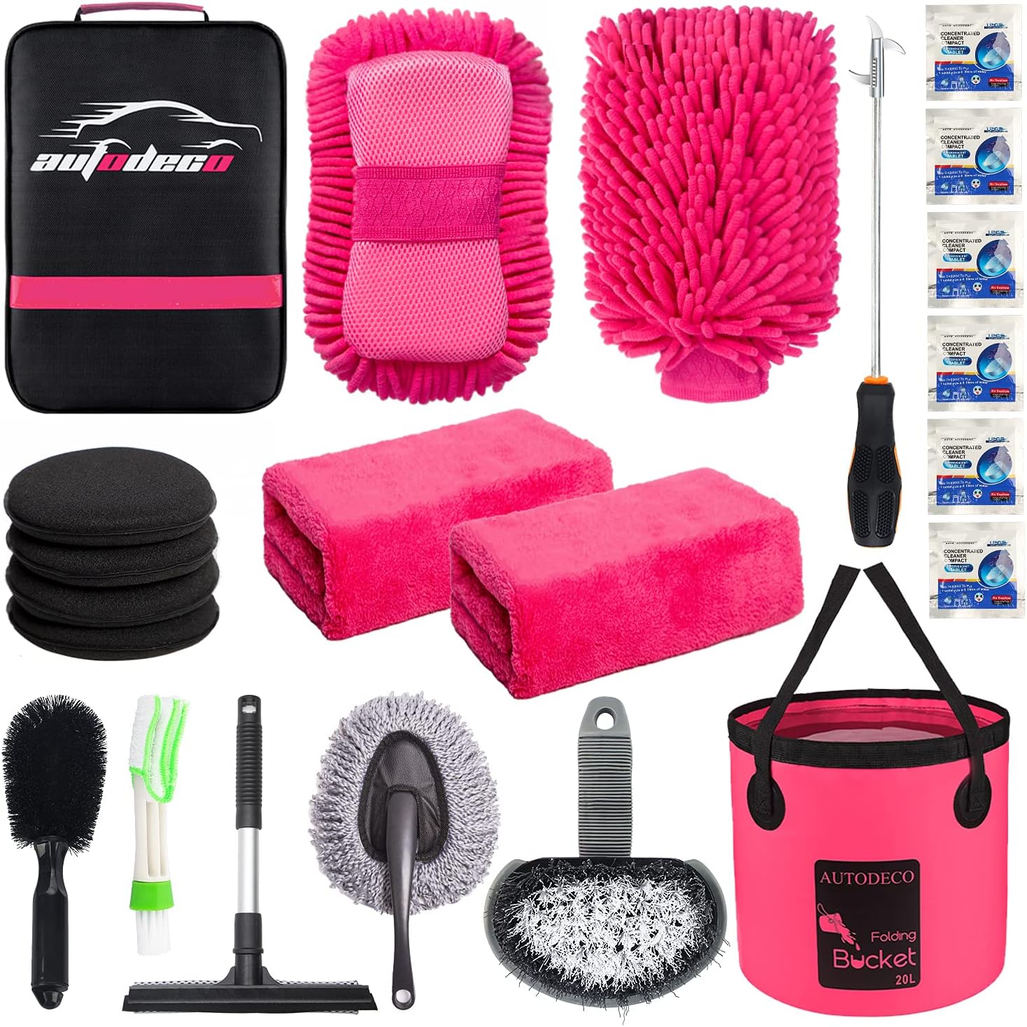 Amazon.com: Viewsun 37pcs Car Cleaning Kit, Pink Car Interior Detailing ...