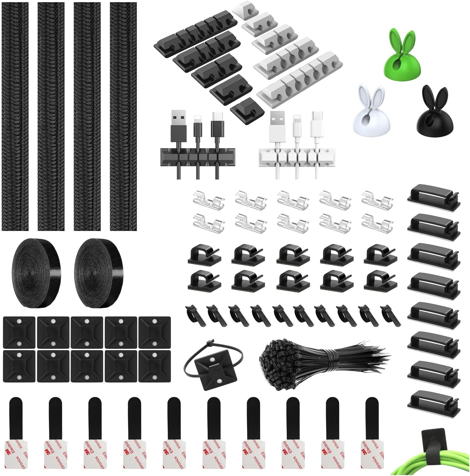 Amazon.com: 188Pcs Cable Management Kit with 60 Cable Clip Holders,6 ...