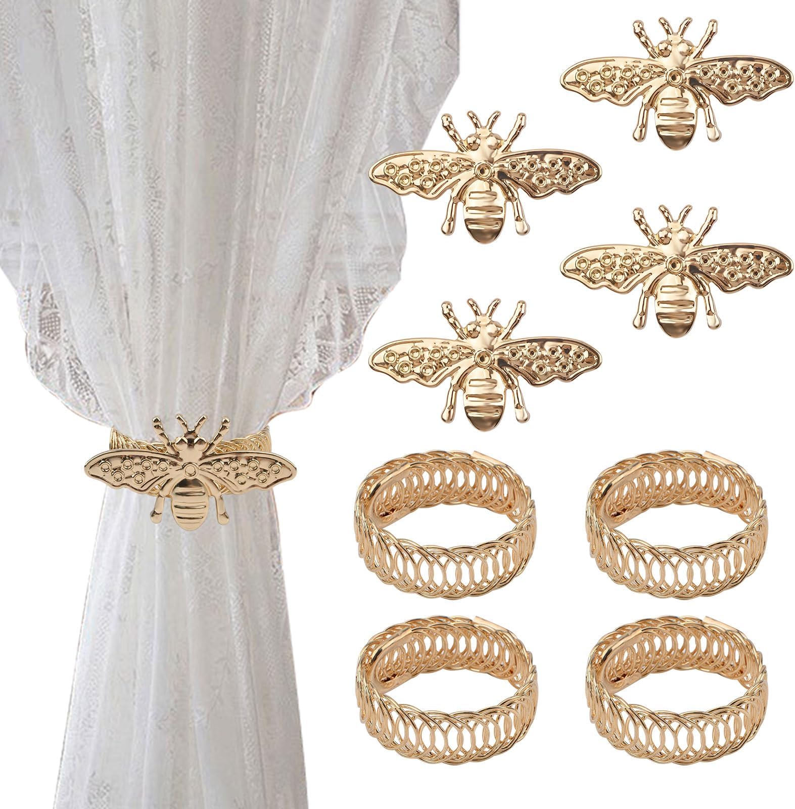 Amazon.com: UFURMATE Gold Bee Curtain Tiebacks, 4Pcs Metal Drapery ...