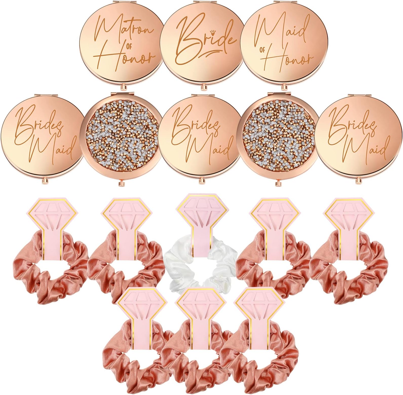 Amazon.com: 12 Pcs Metal Compact Mirrors and Rose Gold Scrunchies Set ...