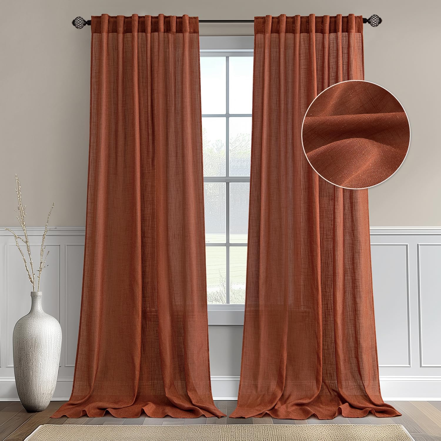 Amazon.com: MIULEE Linen Curtains 96 Inch Length for Living Room 2 ...