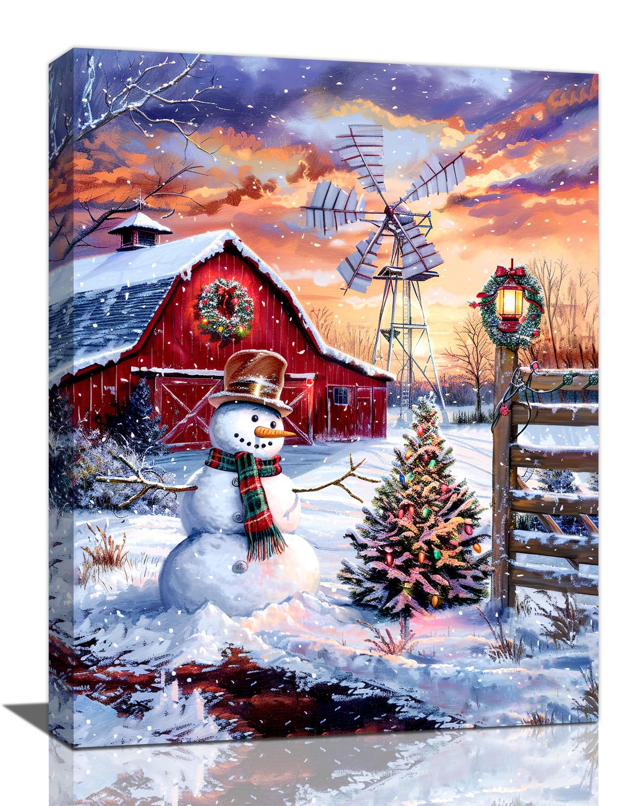 Amazon.com: Funaluz Christmas Snowman Wall Art Farmhouse Snowman Barn ...