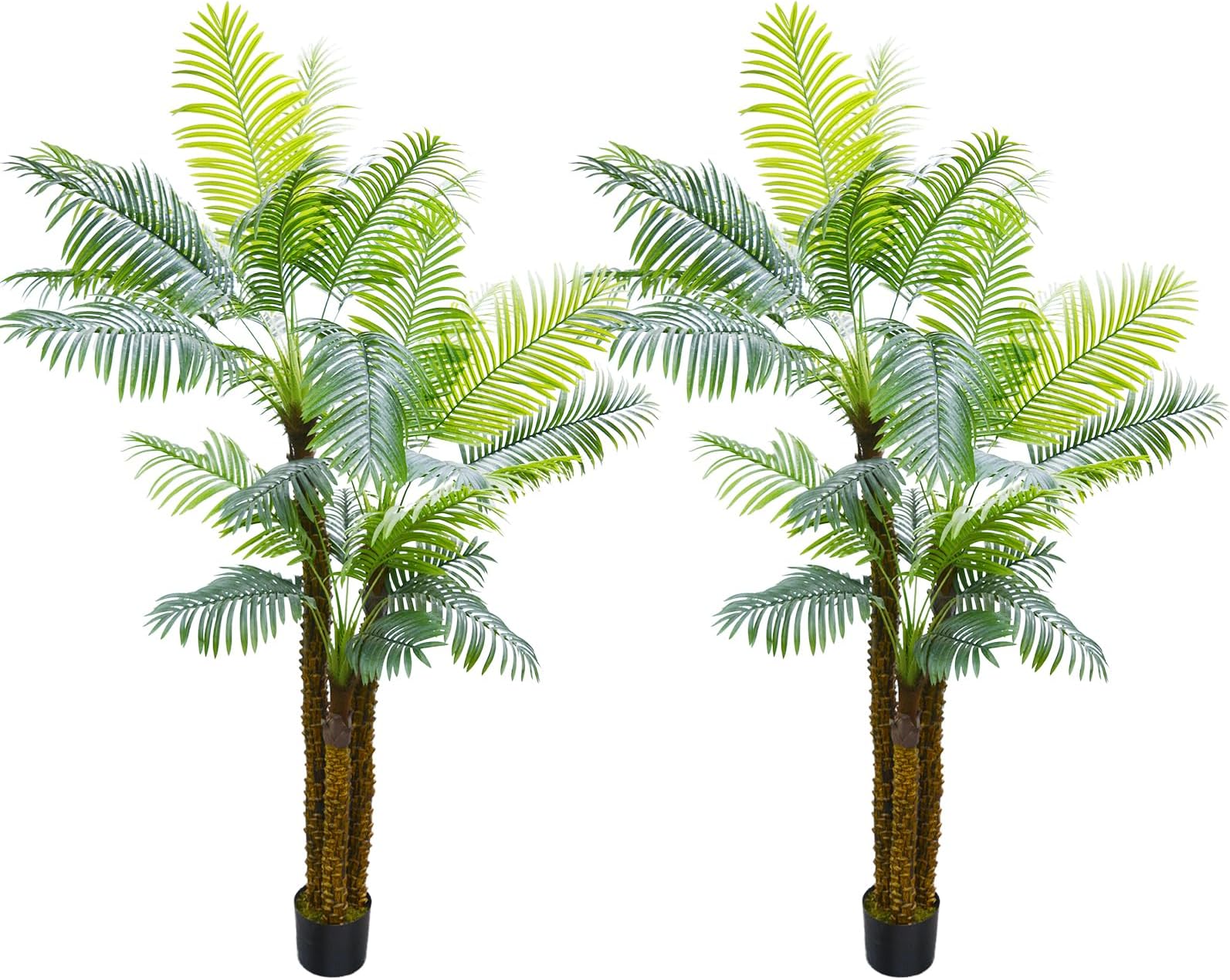 Amazon.com: 6ft Tall Triple Golden Cane Palm Artificial Tree Large ...