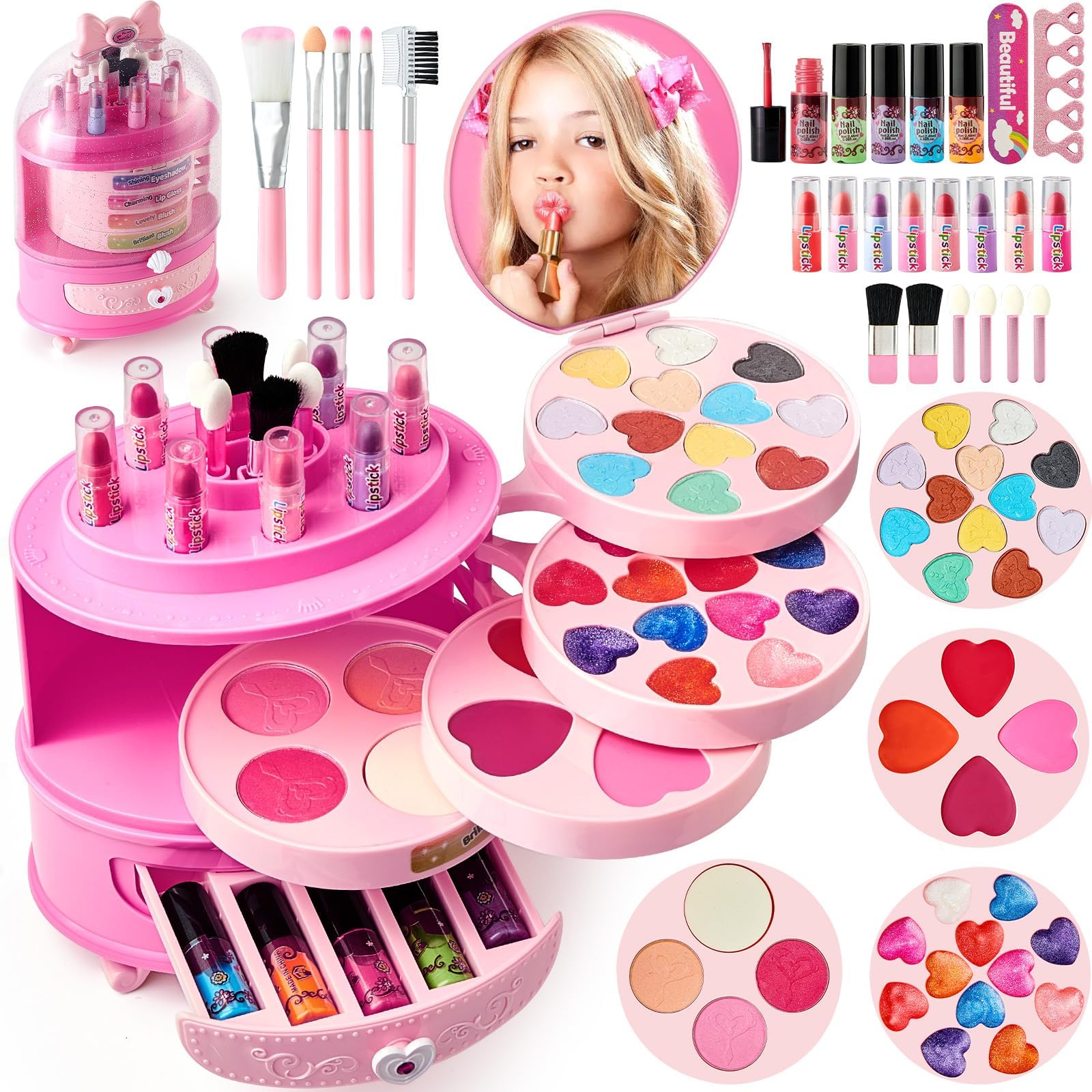 Amazon.com: Golray Kids Makeup Kit for Girls Toys, Washable Real Makeup ...