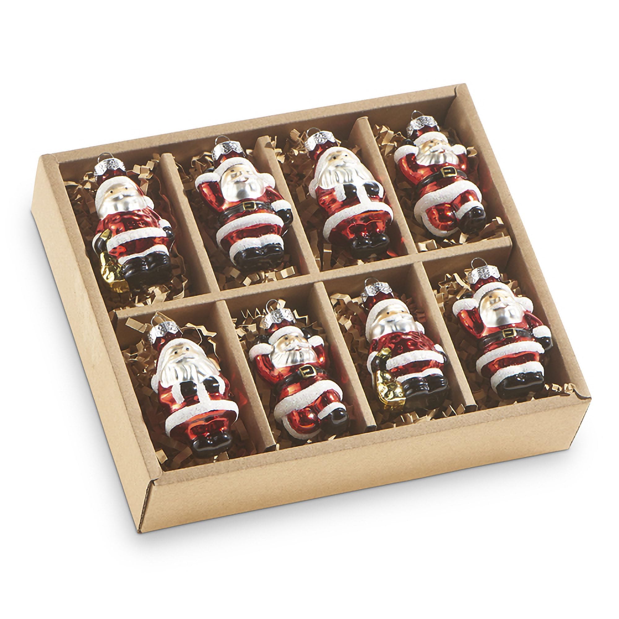 Amazon.com: RAZ Imports Mini Santa Ornaments, 2-inch Height, Glass, Set ...