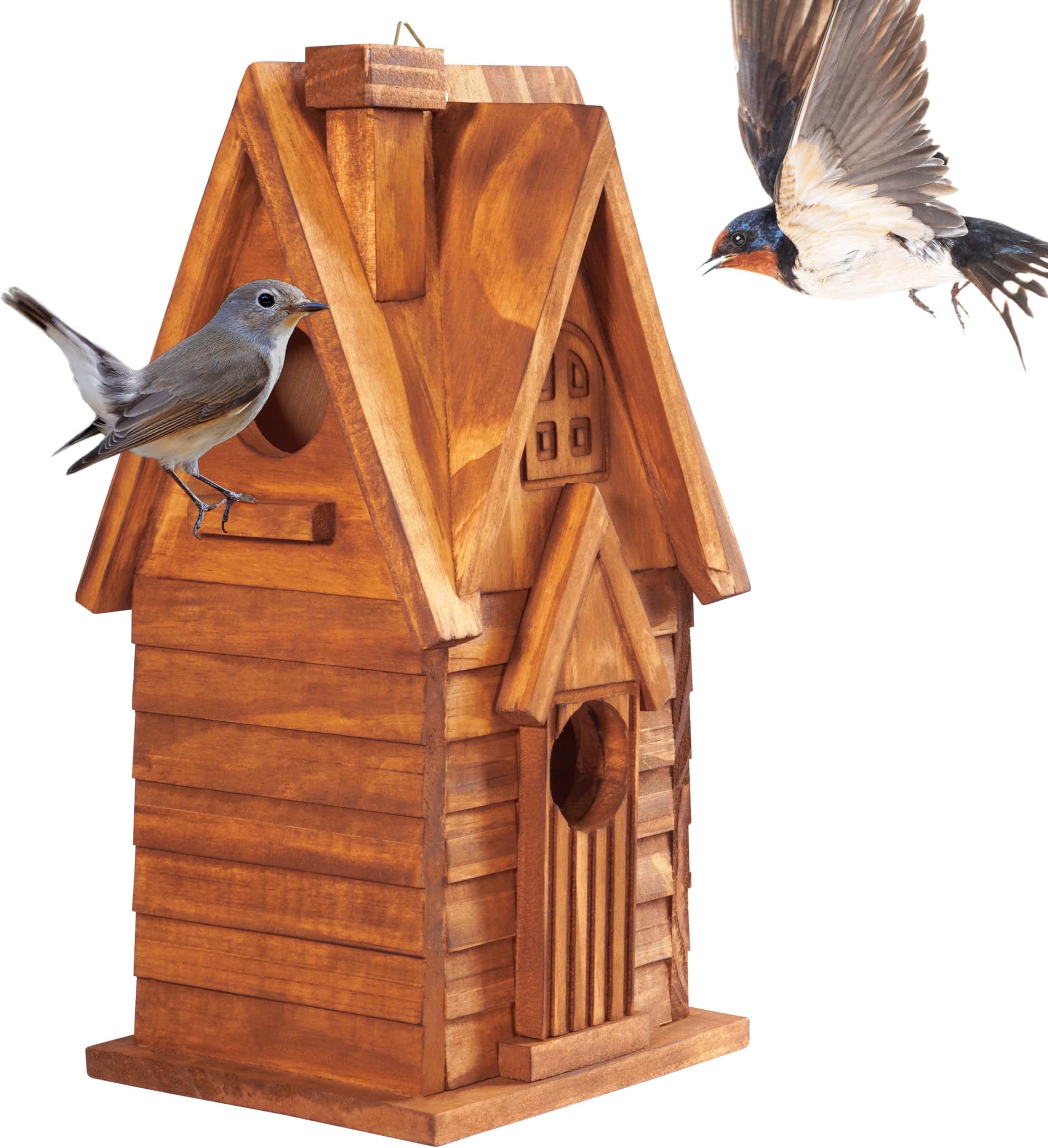 MIXUMON Bird Houses for Outside, Outdoor 2 Bird House Room for 2 Bird ...