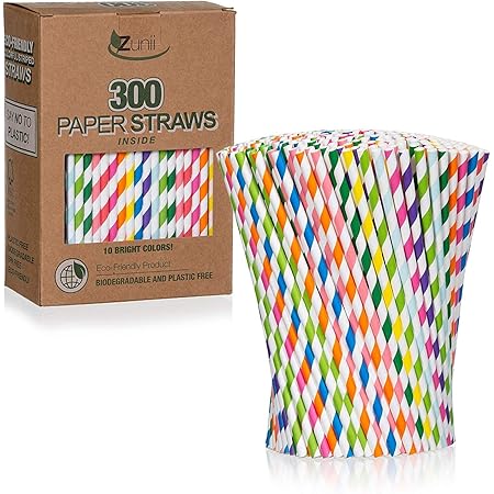 Amazon.com: Weemium 200 Biodegradable Paper Straws - Durable & Eco ...