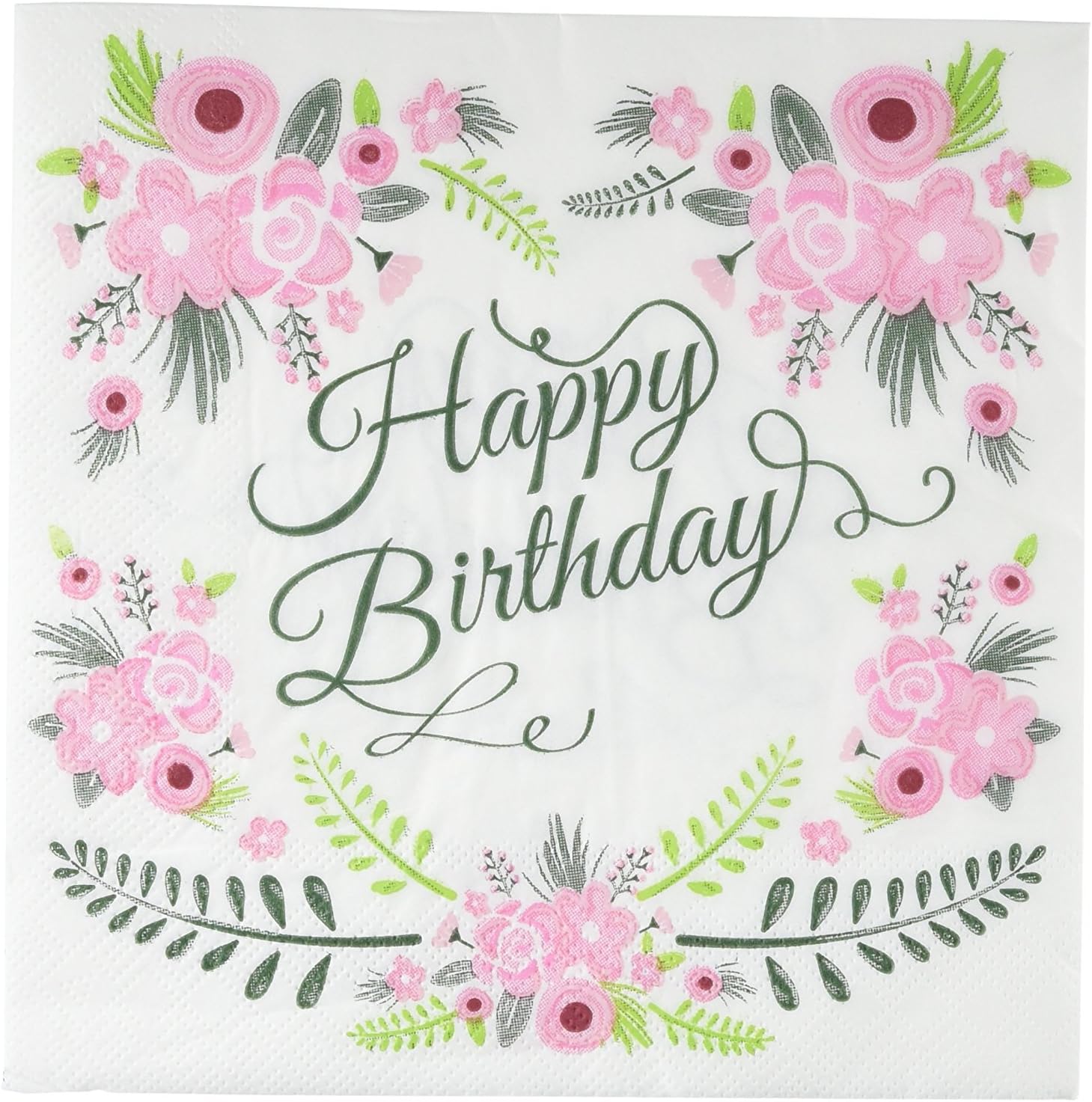 Ginger Ray Floral Fancy Design Happy Birthday Party Paper Napkins ...