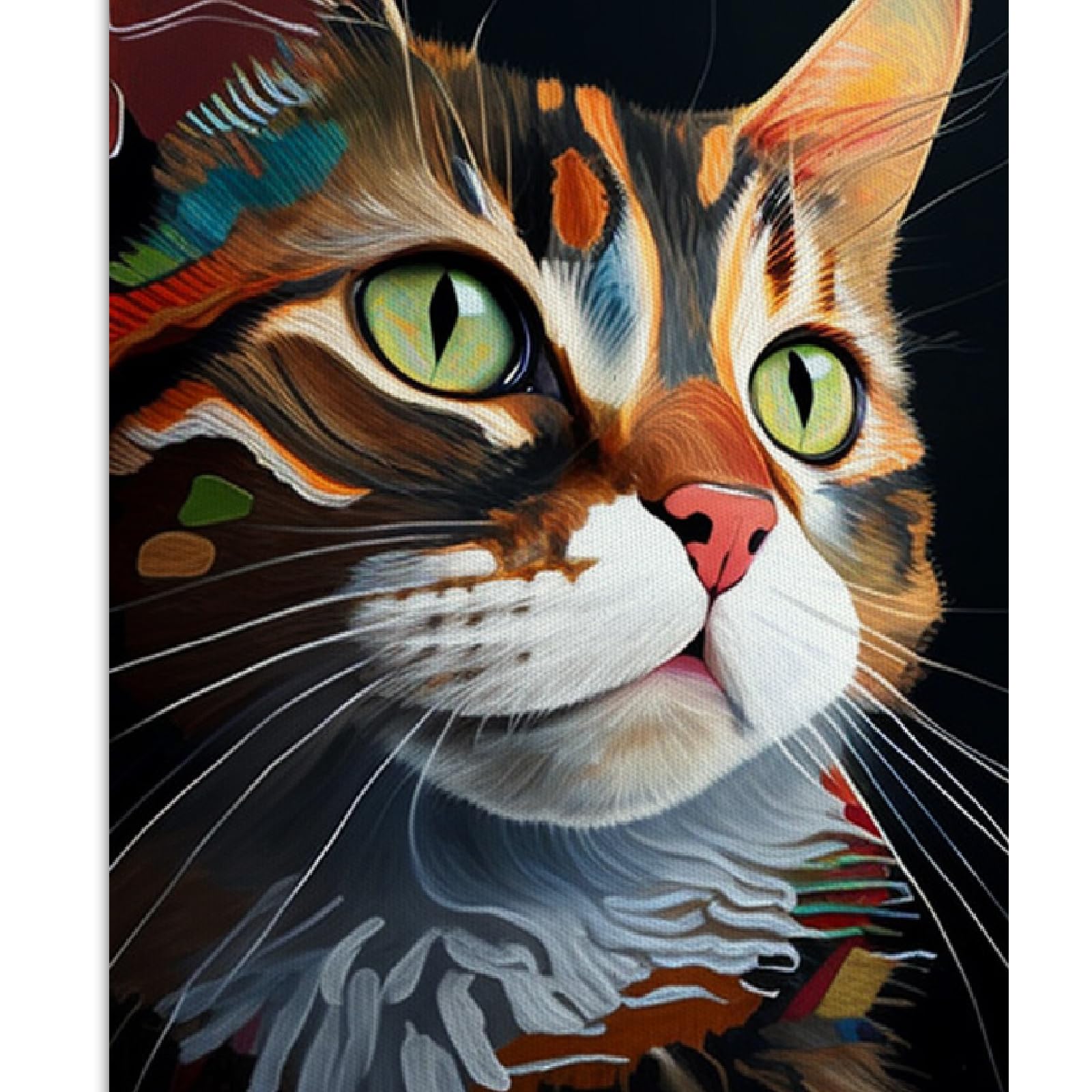 Abstract Acrylic Painting Colorful Cats