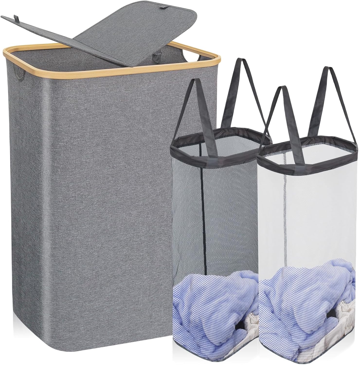 Amazon.com: Large Laundry Hamper + 2 Removable Bags with Steel Rings ...