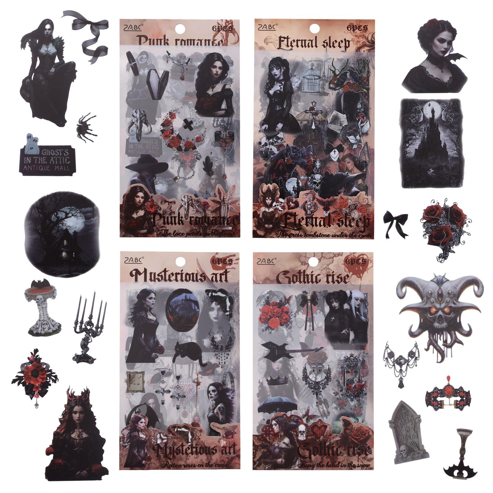 Amazon.com: URROMA Goth Aesthetic Stickers, 24 Sheets Gothic Girls Die ...