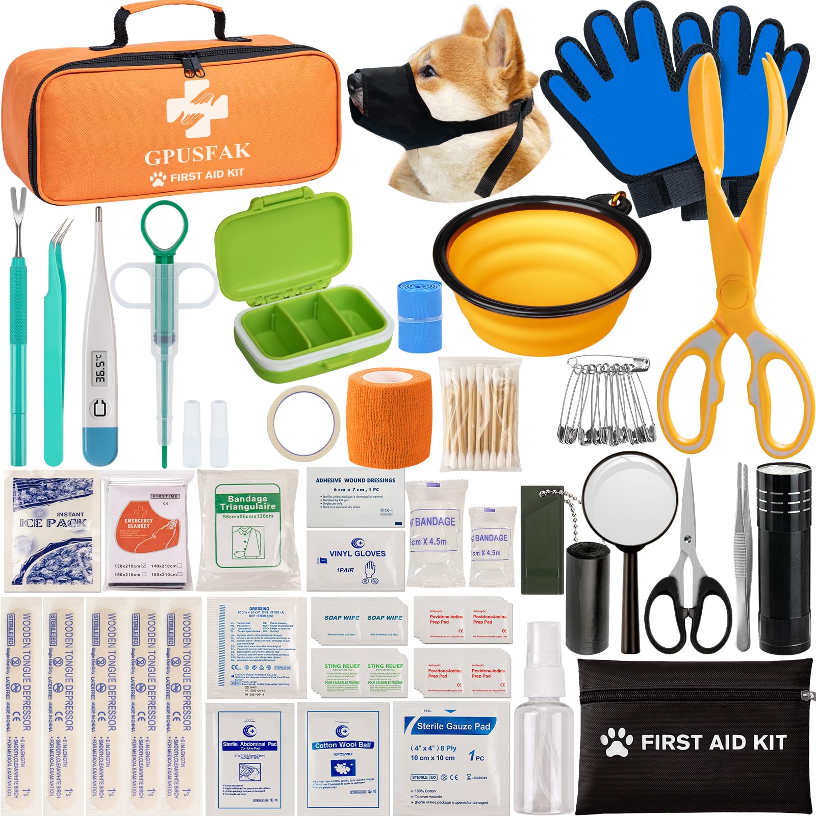 Pet Supplies : GPUSFAK Dog First Aid Kit - Pet First Aid Kit for Dogs ...