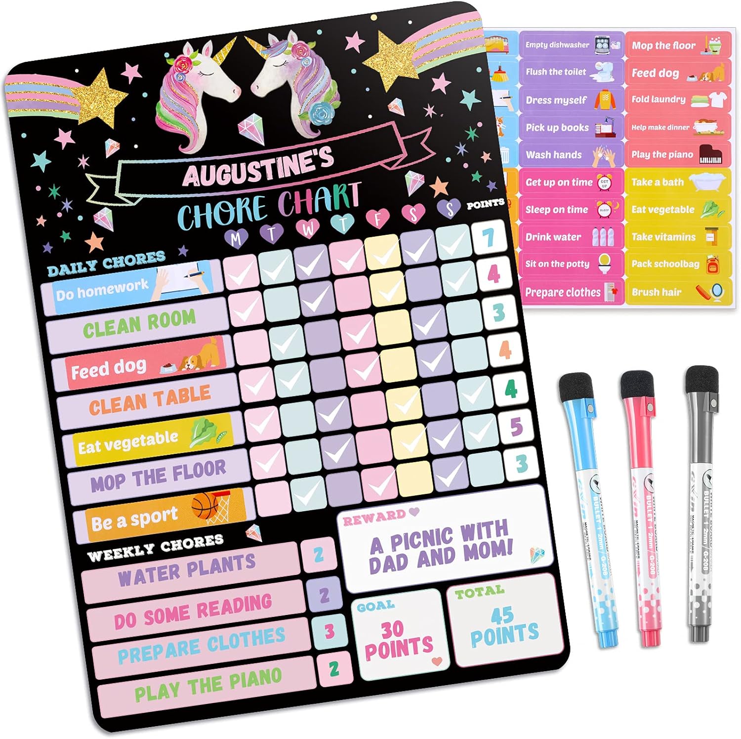 Unicorn Kids Chore Chart with Behavior Stickers Nepal | Ubuy
