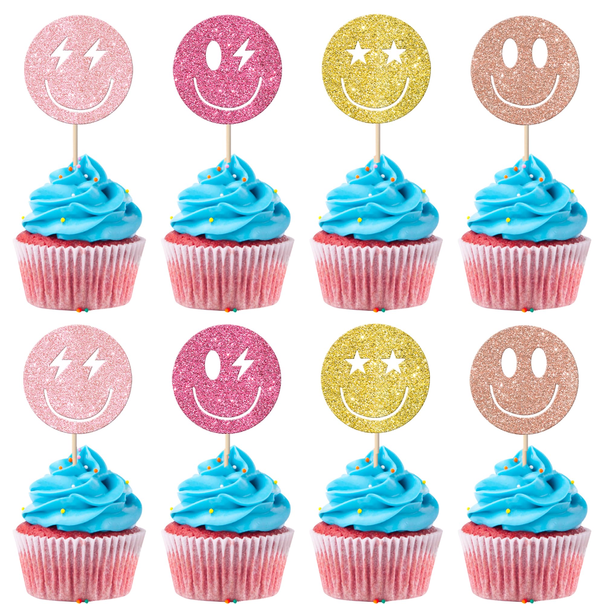 Pink Smiley Face Cupcake