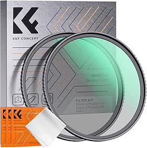 Amazon.com : K&F Concept 77mm Black Diffusion 1/4 & 1/8 Filters Kit Mist Cinematic Effect ...