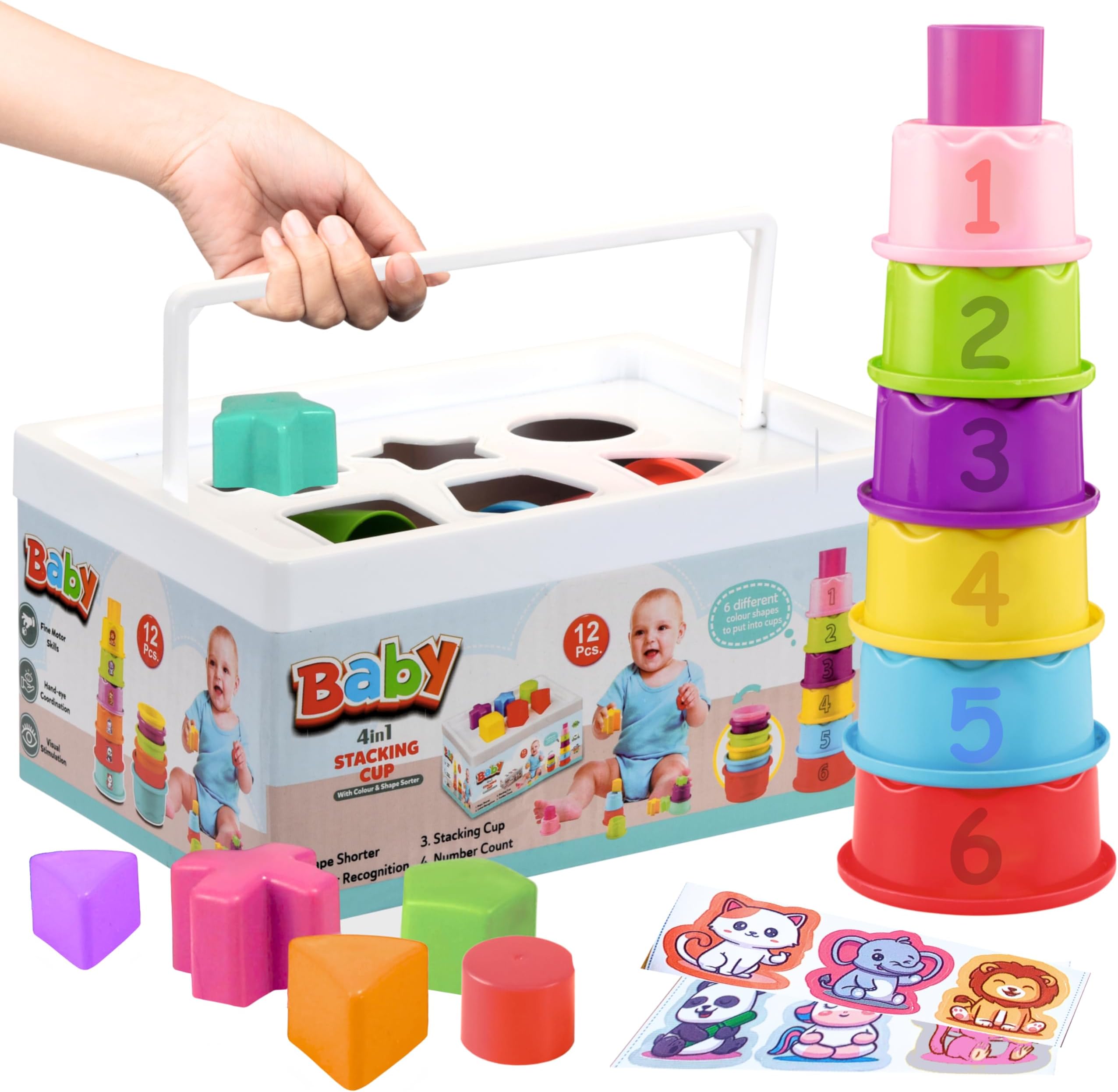 SARTHAM Stacking Toys for Kids, Stacking Rings + Stacking Cups, Age 1 ...