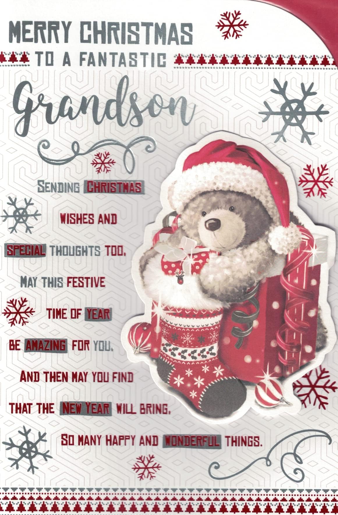 GRANDSON CHRISTMAS CARD. TRADITIONAL XMAS DESIGN. 9 X 6 INCHES : Amazon ...
