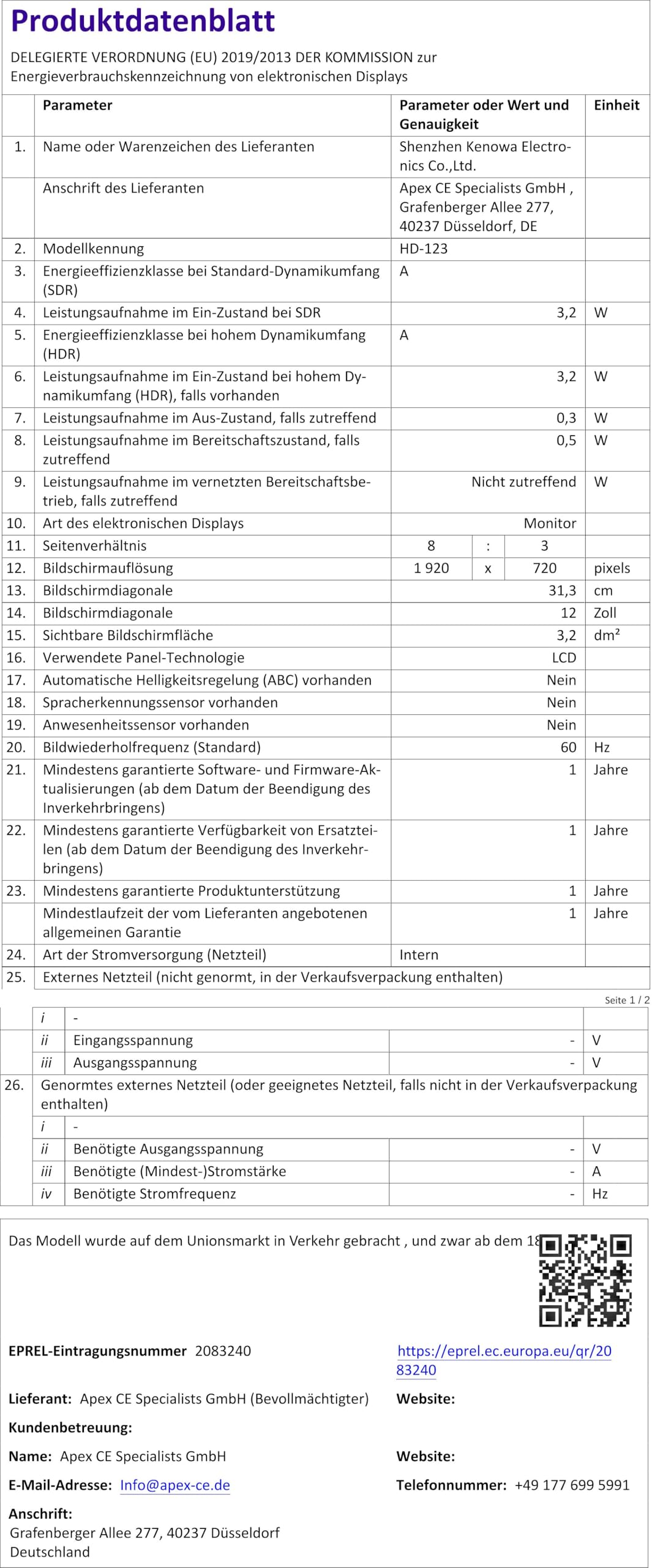 Ulrhzar Kleiner Touchscreen Tragbar Monitor 10,3 Zoll 1920 x 720P 60 Hz ...
