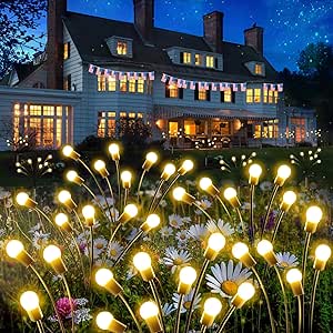 Amazon.com: SANJICHA 6-Pack Solar Garden Lights for Outdoor, Upgraded 48 LED Firefly Solar ...