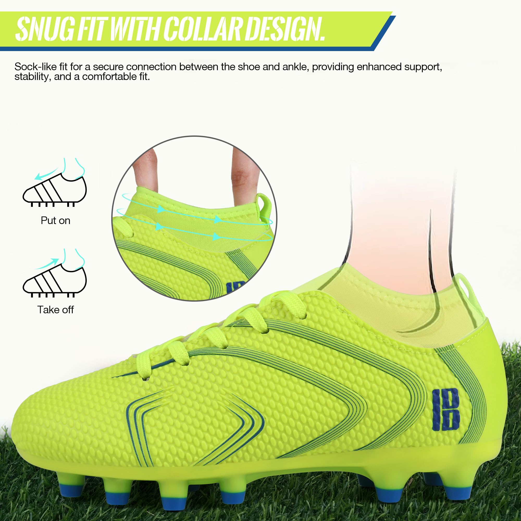 Snapklik.com : Brooman Kids Firm Ground Soccer Cleats Boys Girls ...