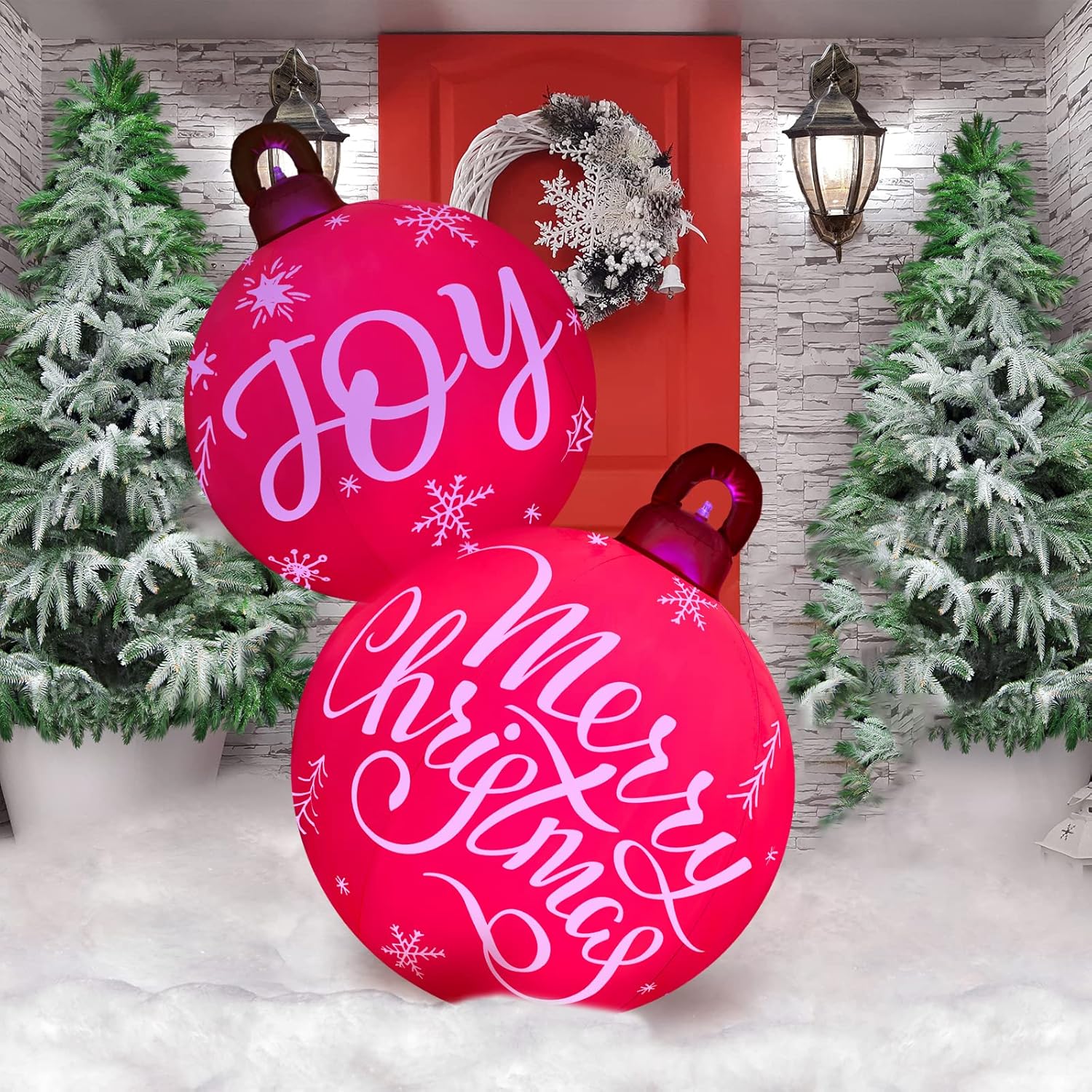 Jetec 6 ft Giant Light up Inflatable Christmas Ball Decorated Ball ...