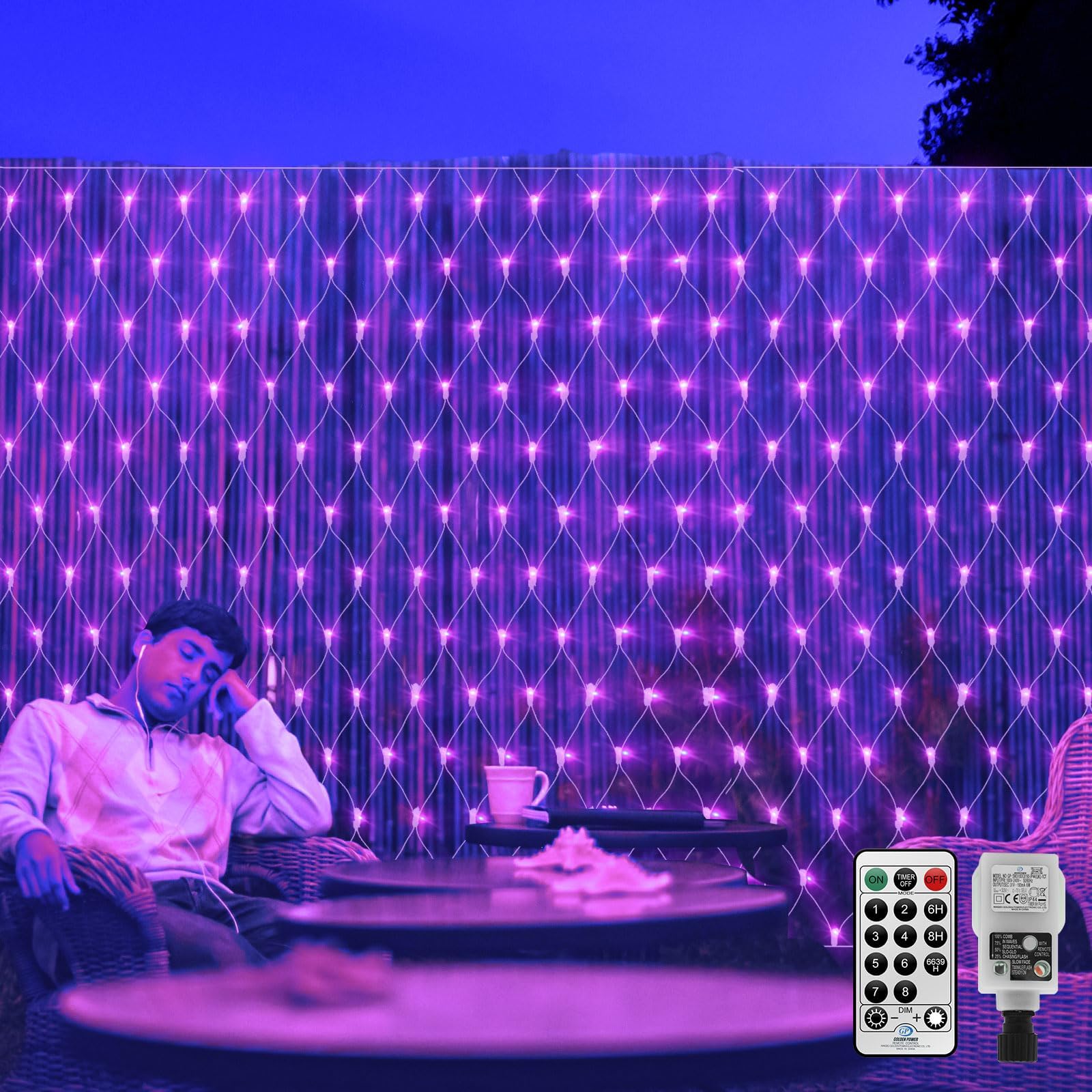 3x2M 200LED Net Lights Christmas UV Blacklights Mains Powered,Outdoor ...