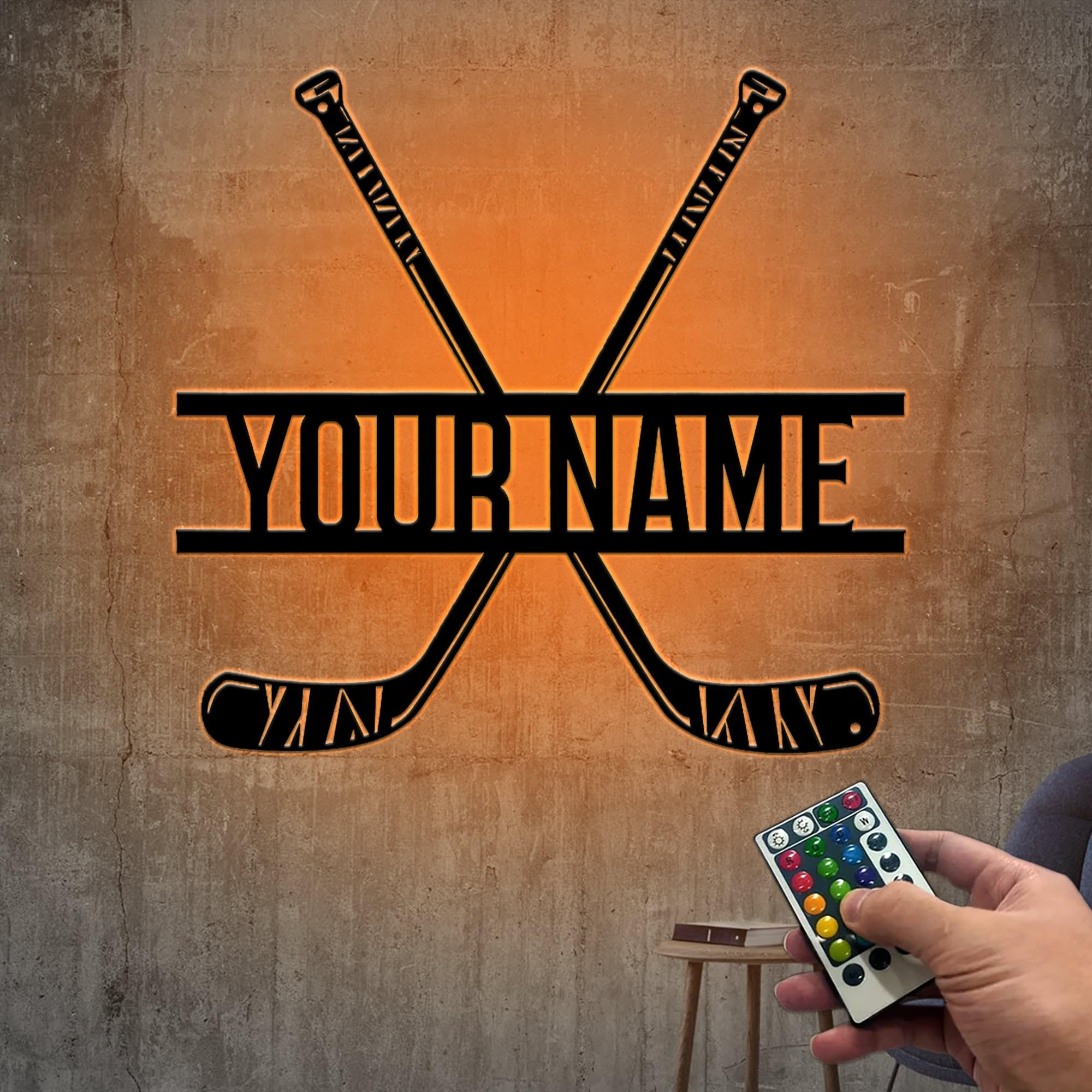 Amazon.com: Custom Hockey With Name Sign Hockey Player Name Metal Wall ...