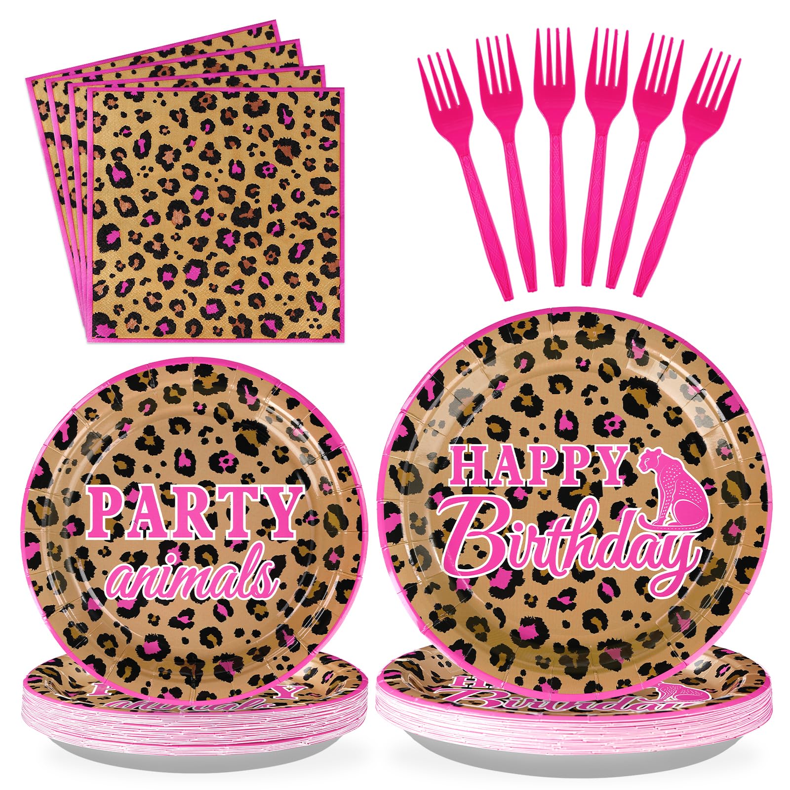 Amazon.com: 96Pcs Leopard Print Party Supplies Hot Pink Cheetah Print ...