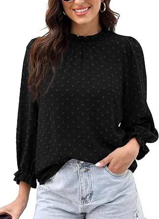 Baccarri Womens Blouses Dressy Casual Tops A - Black at Amazon Women’s ...