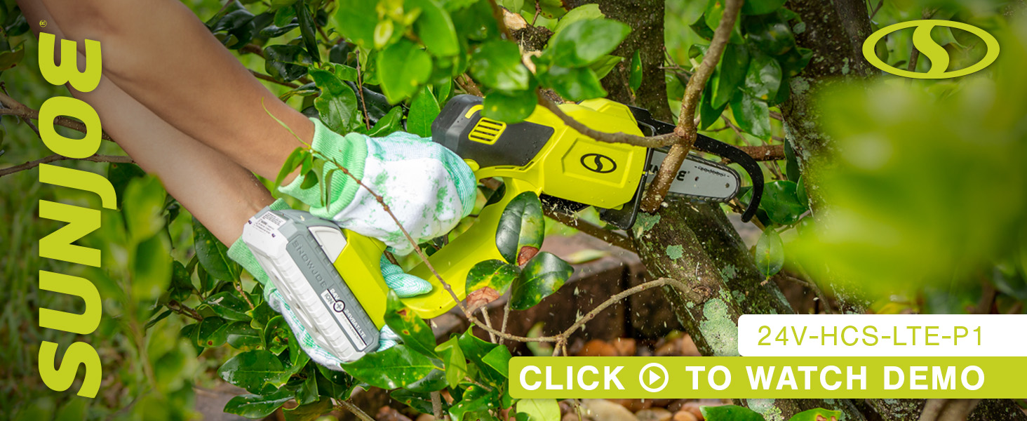 Watch Sun Joe 24V-HCS 24-Volt iON Cordless Mini Chainsaw Demo Video on ...
