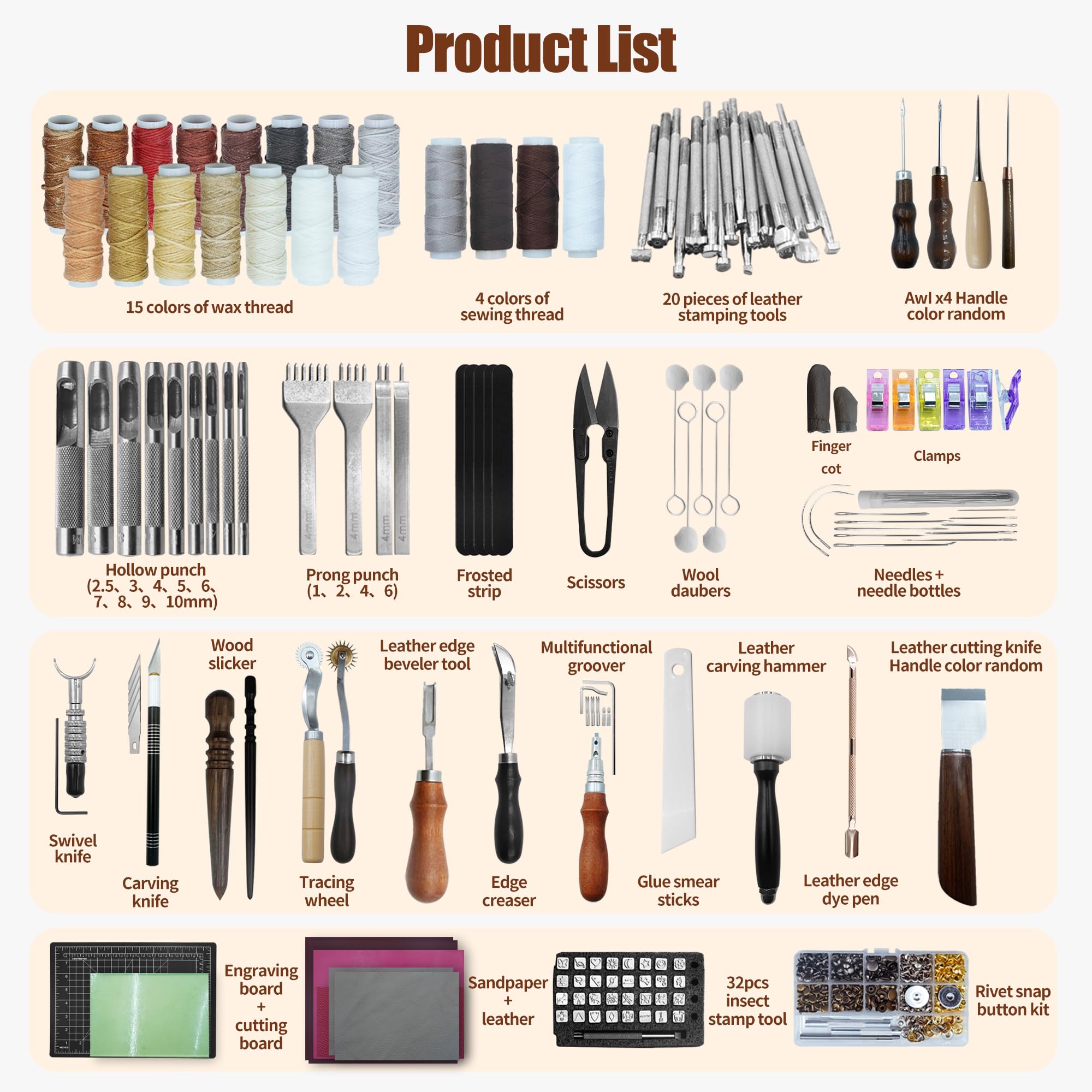 Snapklik.com : Runfider Leather Working Tool Set 588PCS Professional ...